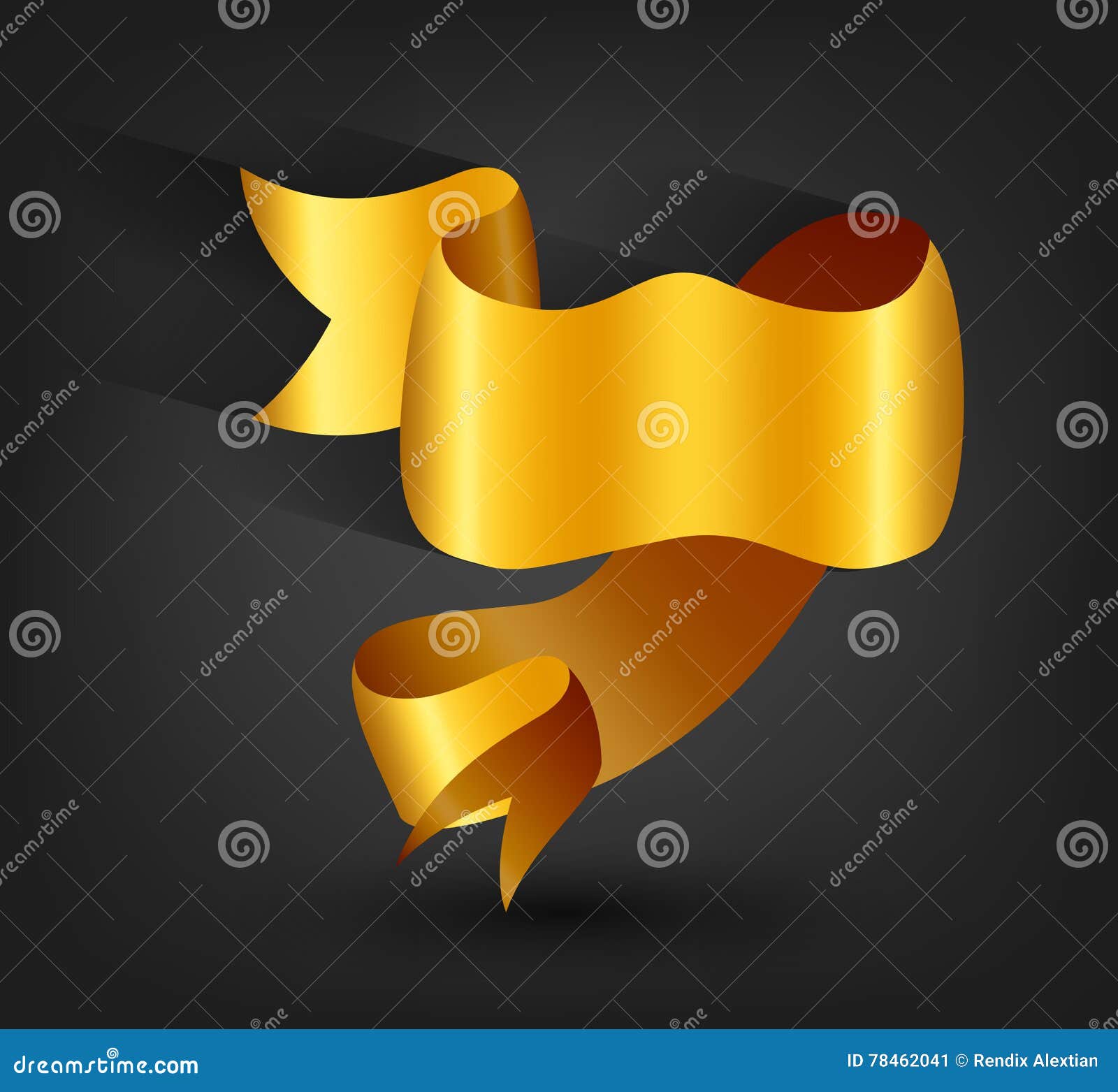 Golden Banner Ribbon on Dark Background Stock Vector - Illustration of ...