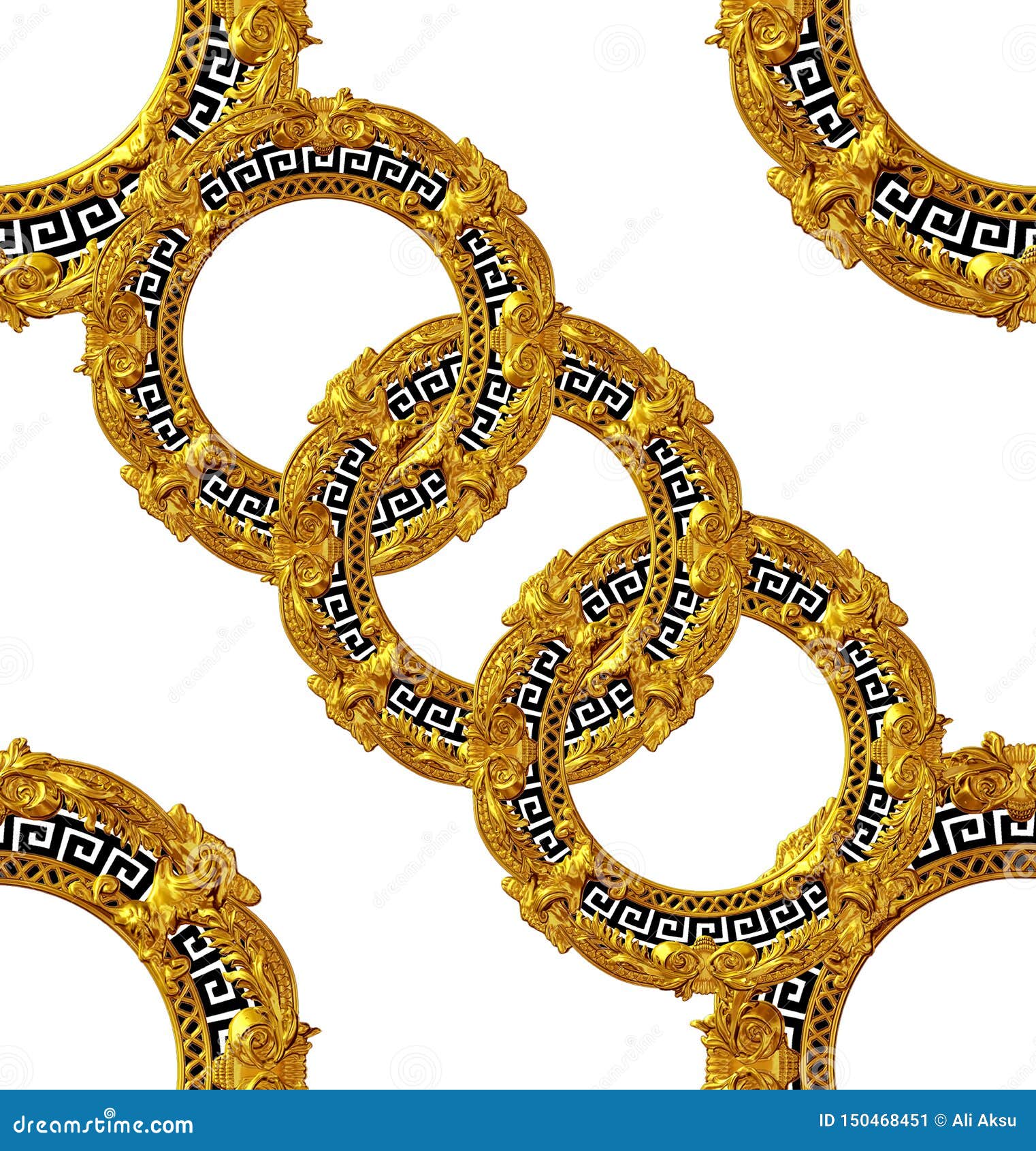 Golden Baroque With Chains On Dark Red Background. Versace Style ...