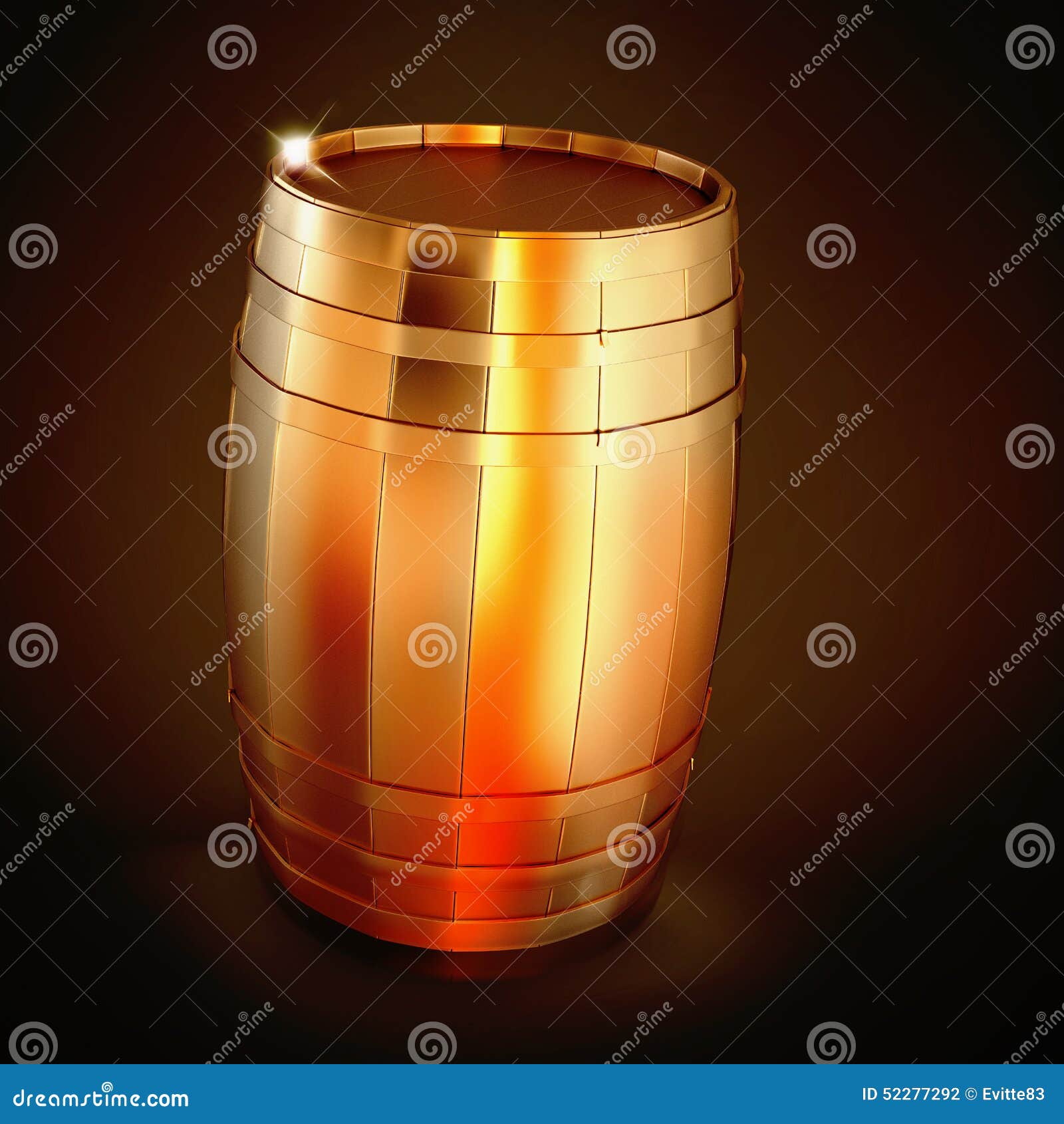 Golden Barrel on a Black Background. Stock Illustration - Illustration ...
