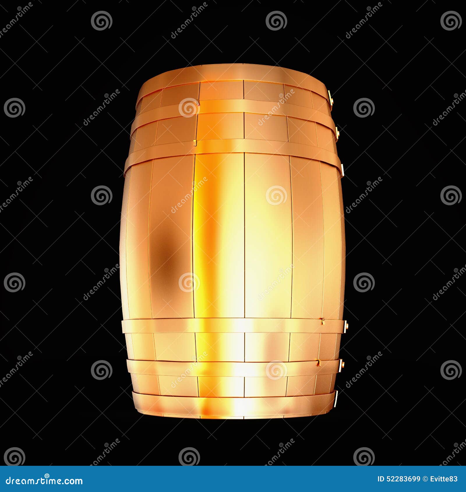 Golden Barrel Isolated on a Black Background. Stock Illustration ...
