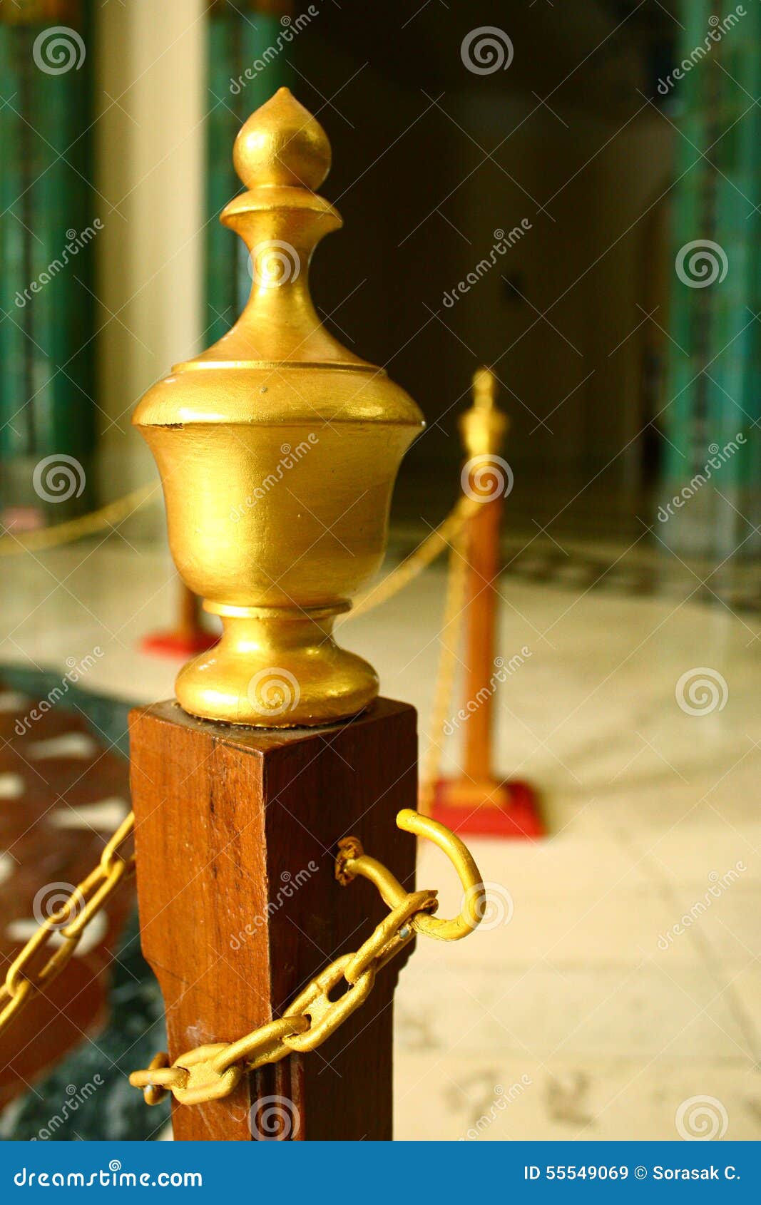 Golden Barrier Post stock image. Image of metal, stair - 55549069