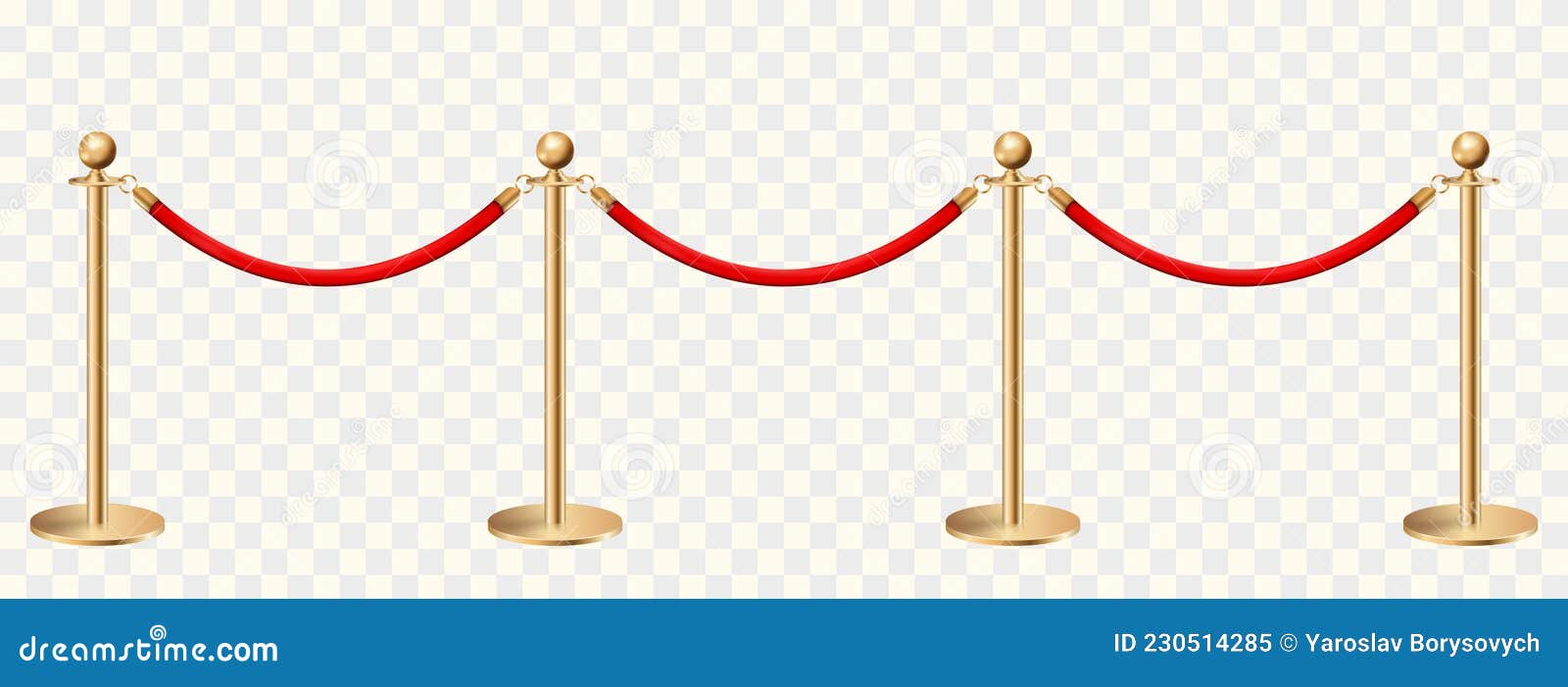 Golden Barriers Front View on Transparent Background Vector Stock ...