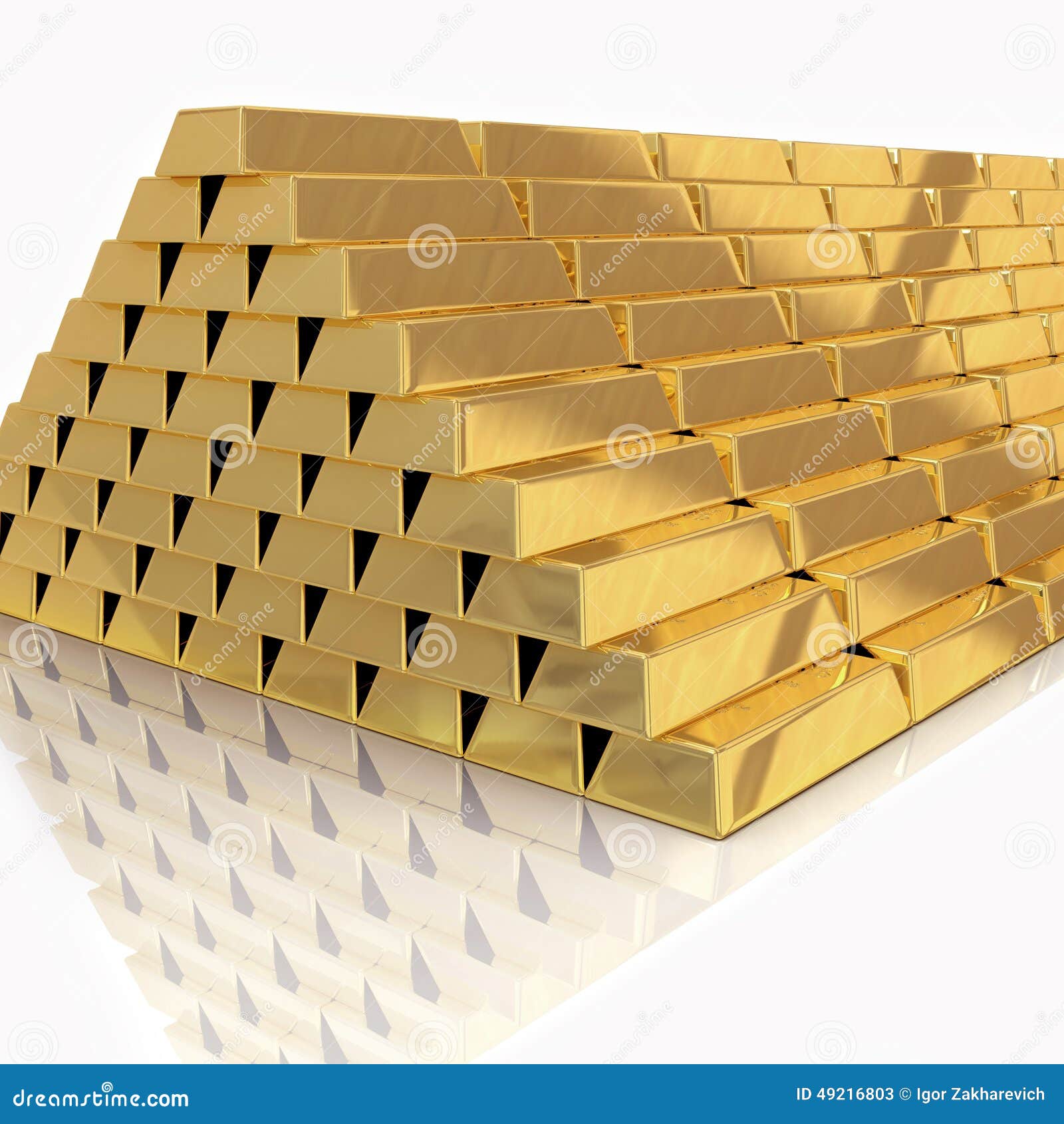 Golden Bars Pyramid Isolated Stock Image - Image of banking, golden ...