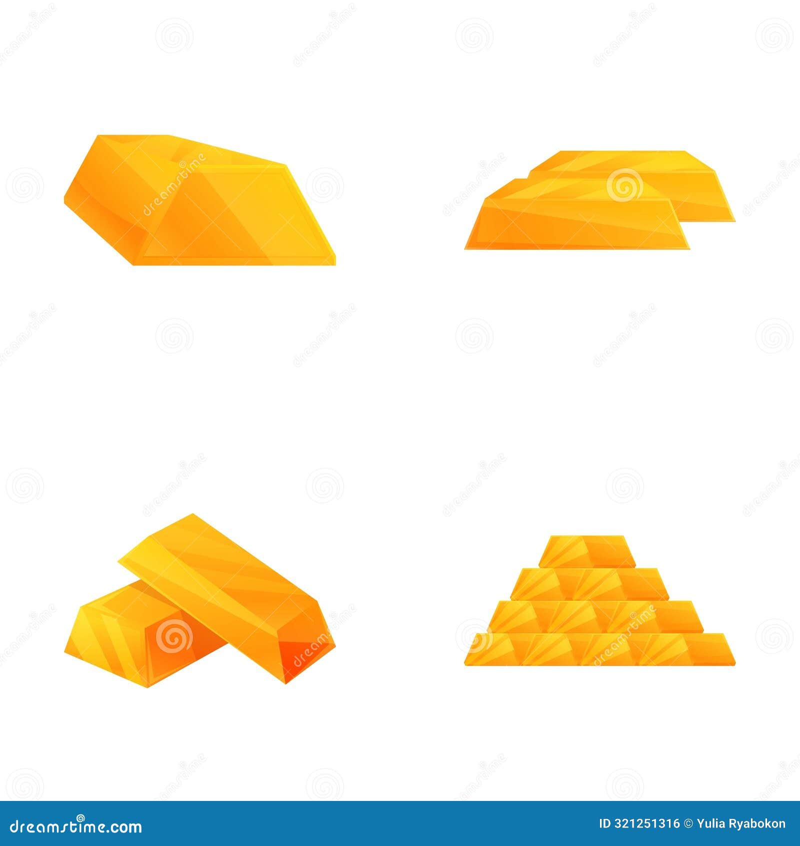 Golden Bars and Pyramids Set Stock Illustration - Illustration of ...