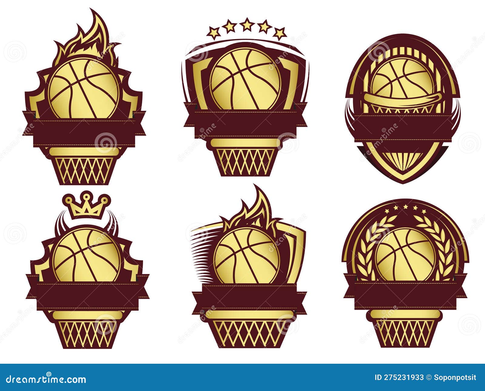 Golden Basketball Template Set Stock Vector - Illustration of number ...