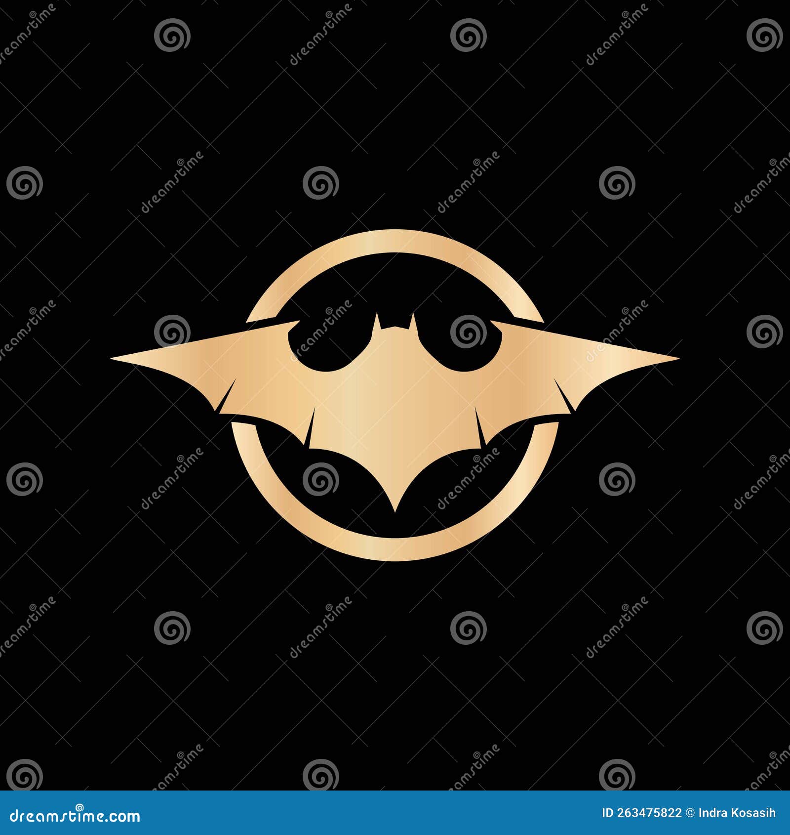 Golden Bat on Black Background Vector Logo Icon Illustration Stock ...