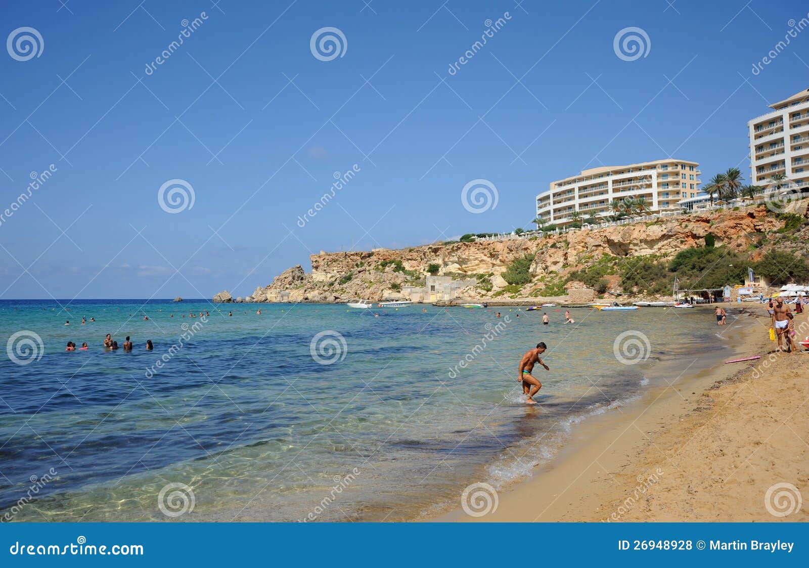 Golden Bay beach, Malta. editorial stock photo. Image of leisure - 26948928