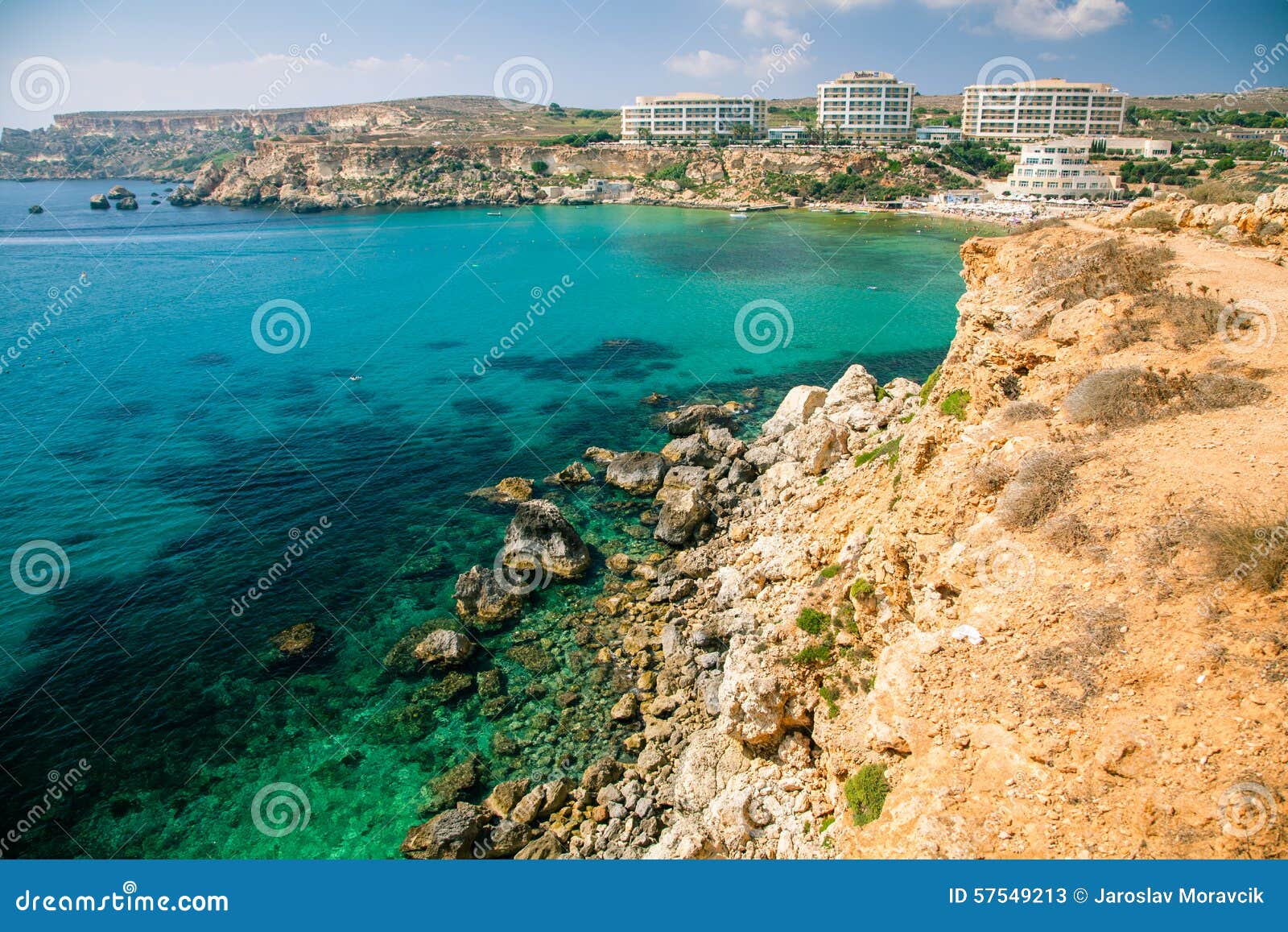 Golden bay, Malta stock image. Image of resort, holiday - 57549213