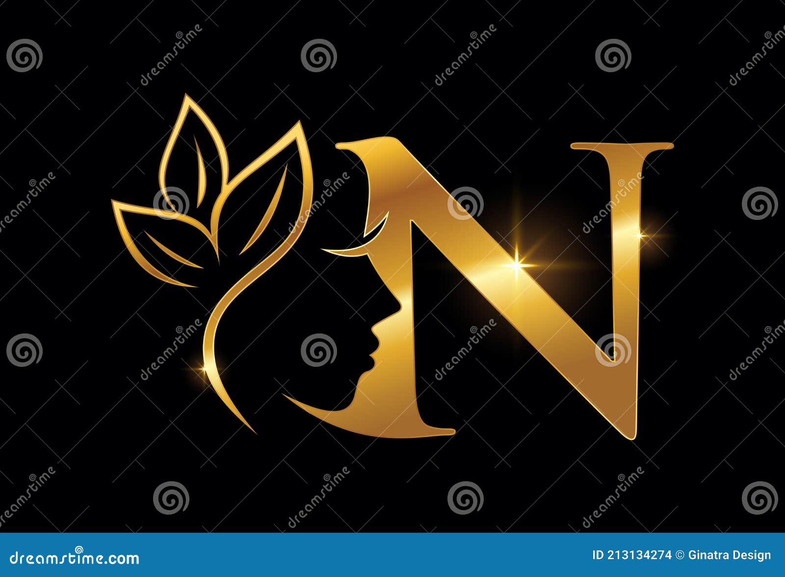 Golden Beauty Initial Letter N Stock Vector - Illustration of flower ...