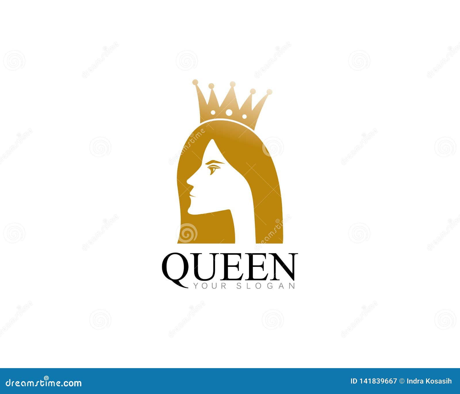 Golden Beauty Queen with Crown Template Logo Vector Illsutration Stock ...