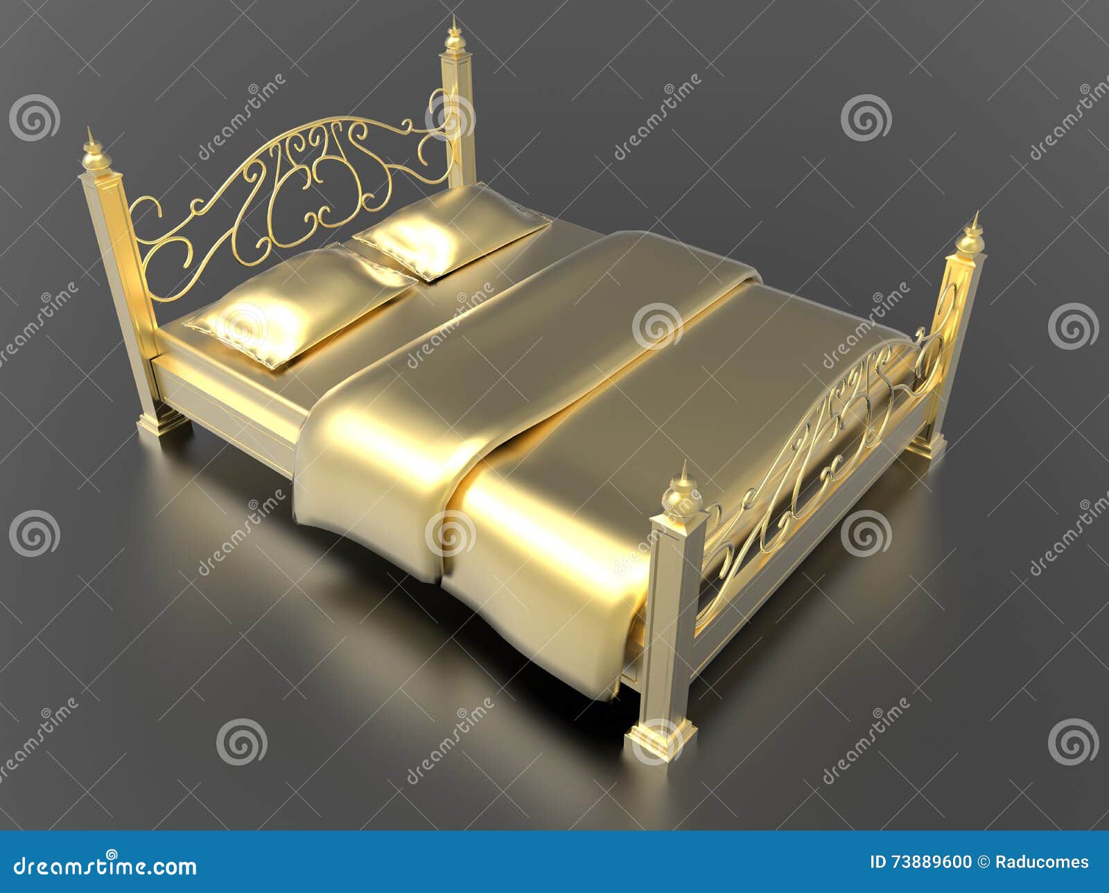 Golden bed stock illustration. Illustration of unique - 73889600