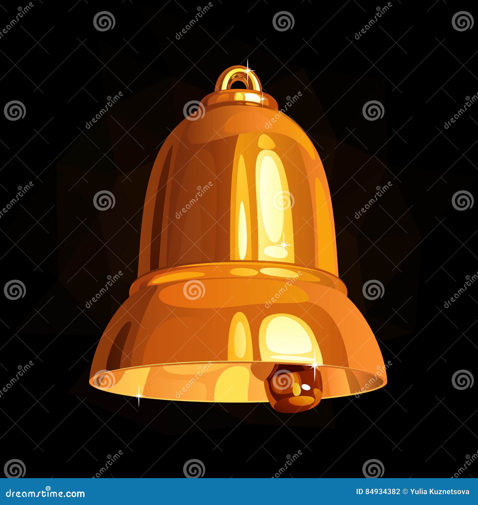 Golden Bell on a Black Background Stock Vector - Illustration of flare ...