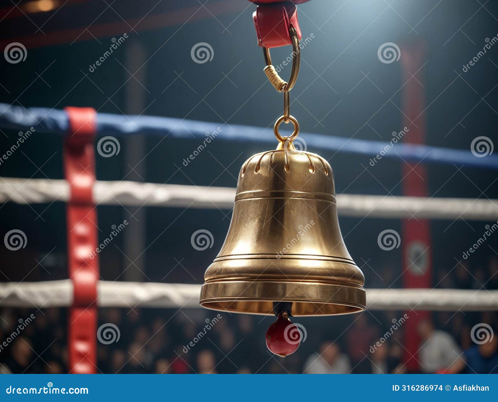 A Golden Bell is Hanging from a Red Rope Stock Illustration ...