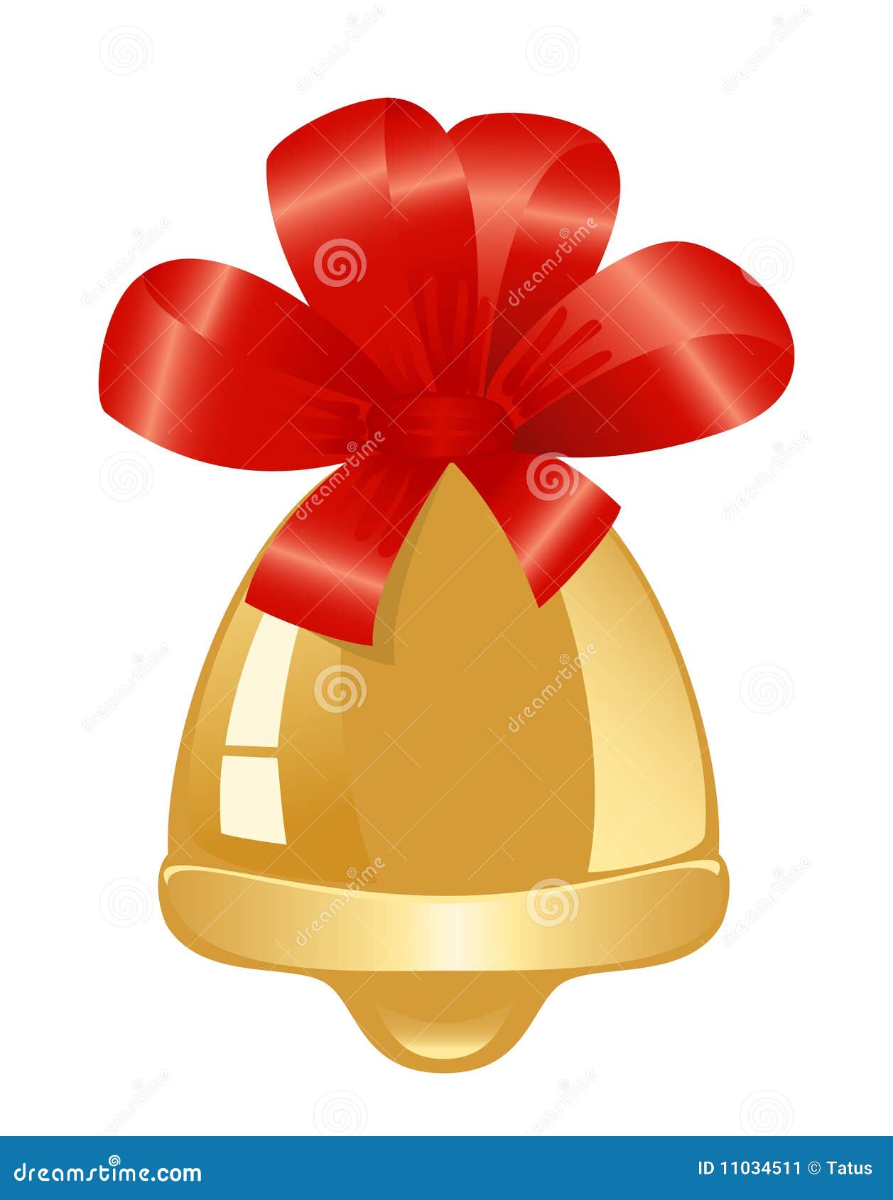 Golden Bell with Red Ribbon Stock Vector - Illustration of claus ...