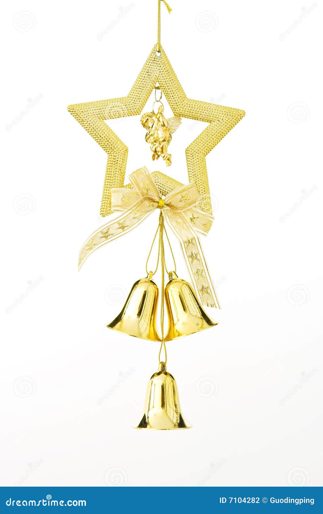Golden bell and star stock photo. Image of christmas, symbol - 7104282