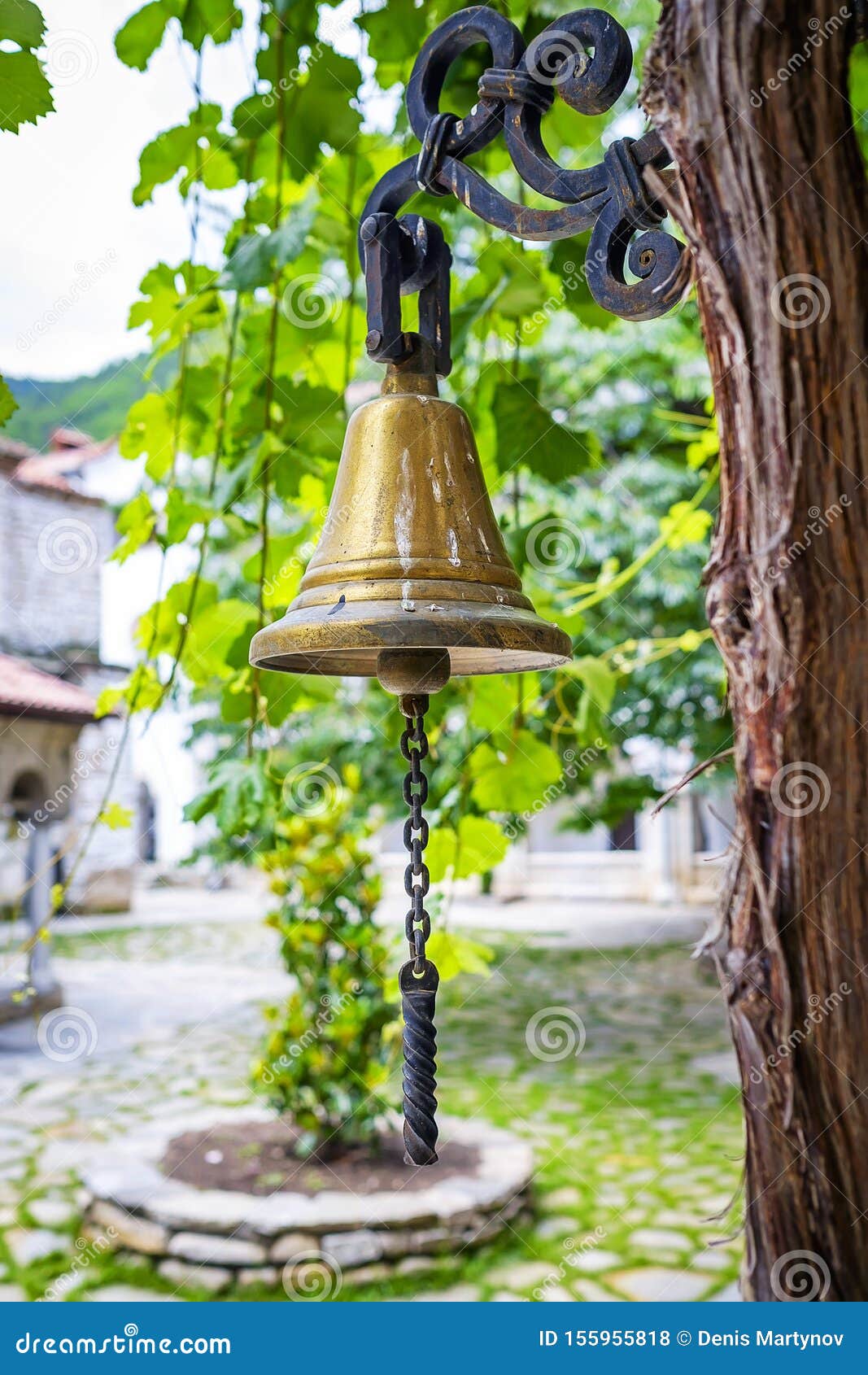 Golden bell on a tree 2 stock photo. Image of religion - 155955818