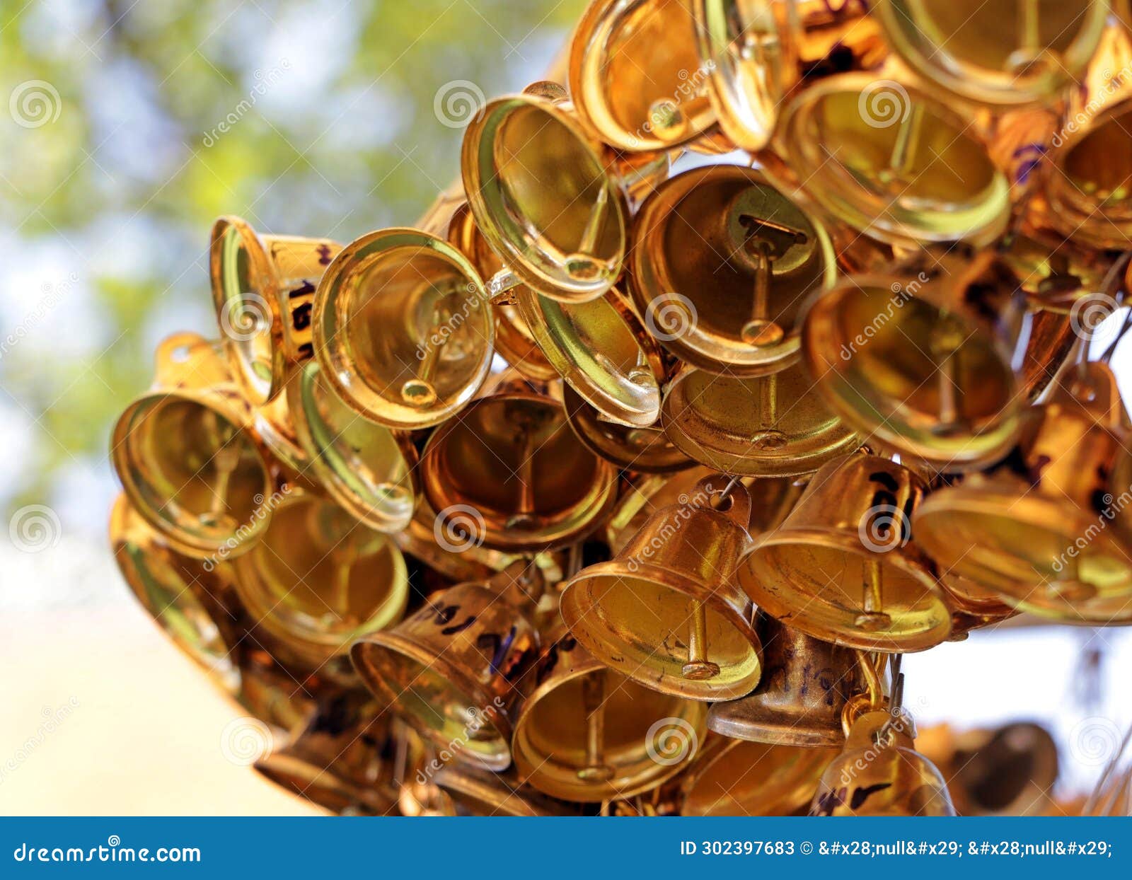 Golden Bells Hang in the Air Stock Image - Image of circle, asia: 302397683
