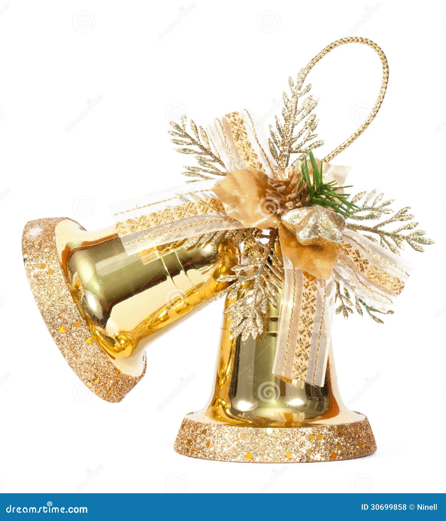 Golden bells stock photo. Image of ribbon, hanging, festive - 30699858