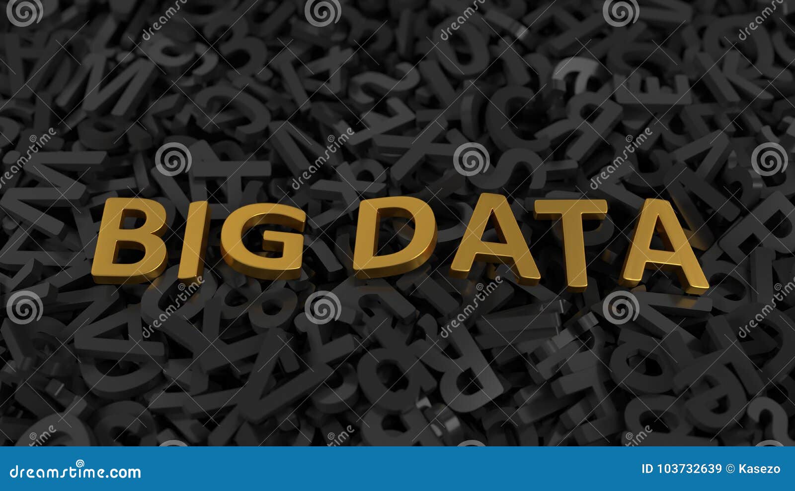 Golden `big Data` Text on Stack of Letters. 3d Illustration Stock ...