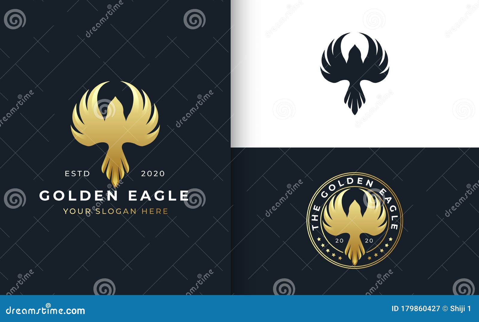Golden Bird Logo Design with Badge Template Stock Vector - Illustration ...