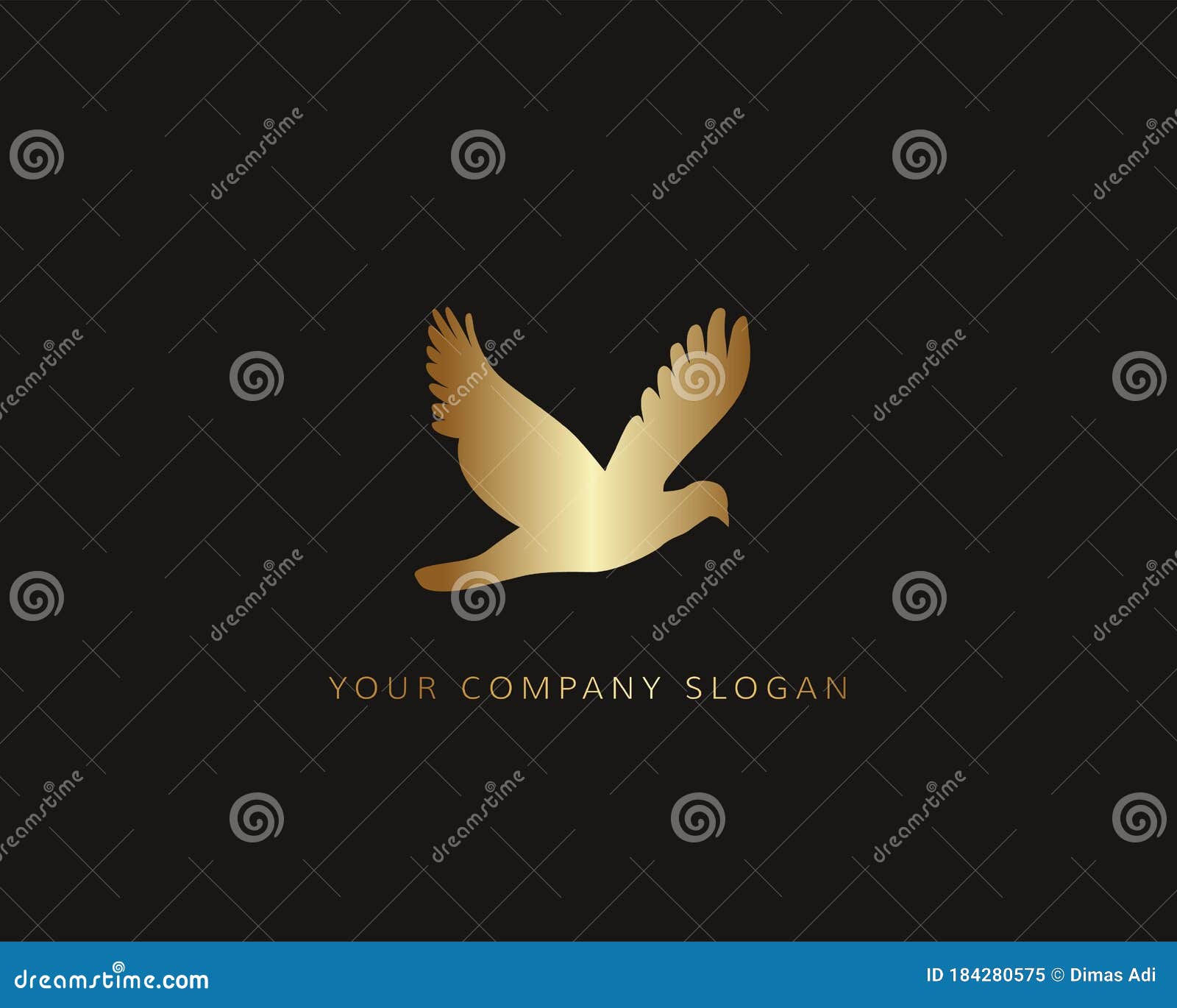 Golden Bird Shape Logo Premium Vector Stock Illustration - Illustration ...