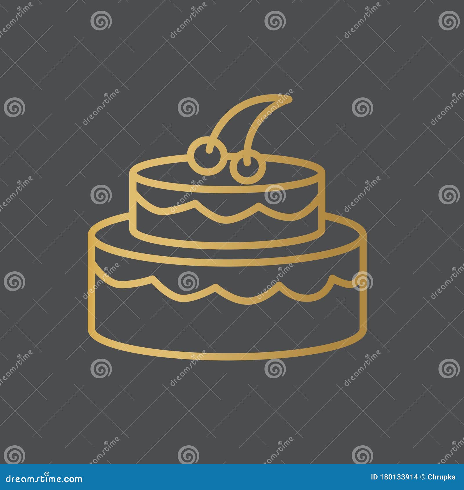 Golden birthday cake icon stock vector. Illustration of golden - 180133914