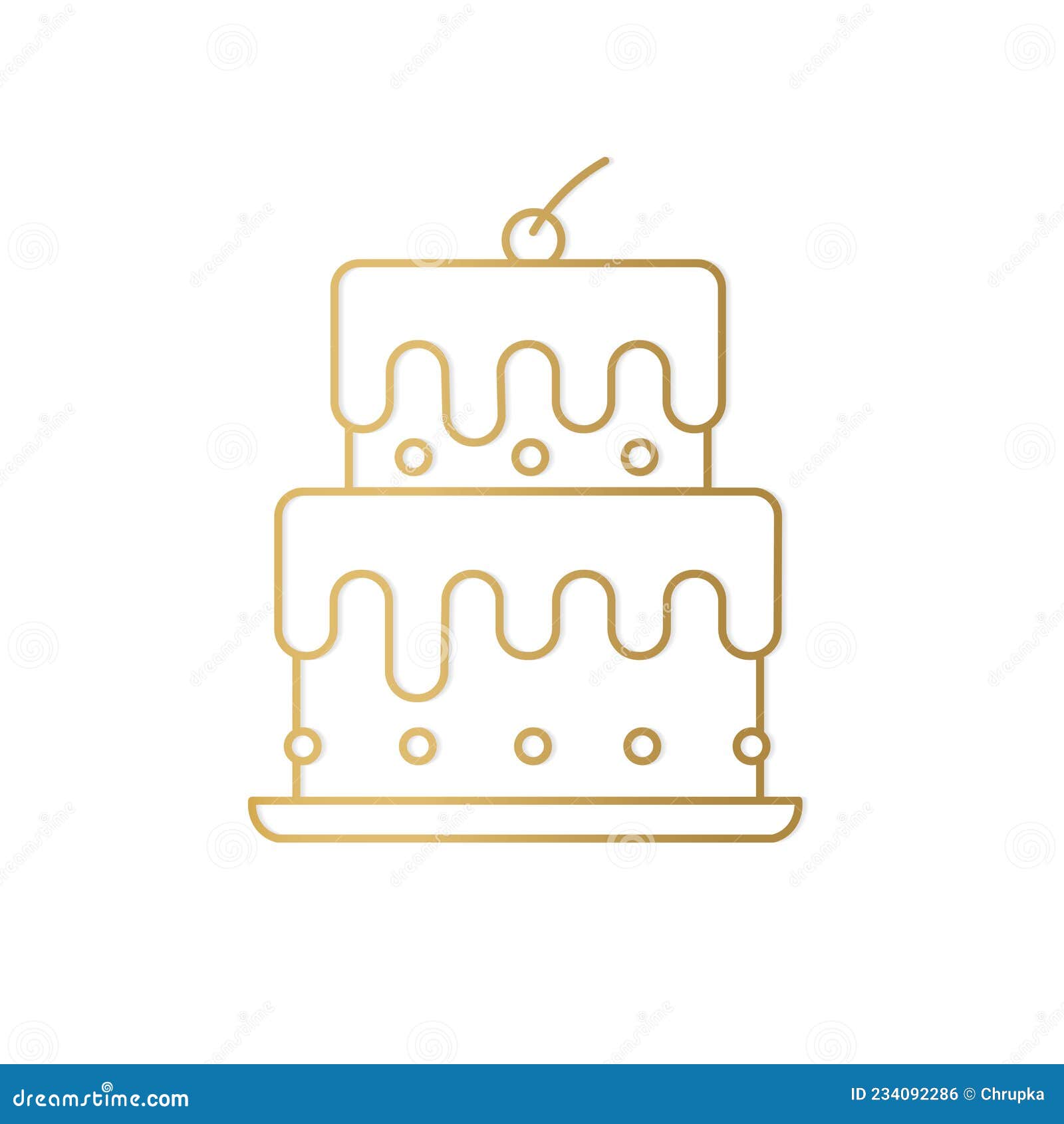 Golden birthday cake icon stock vector. Illustration of party - 234092286