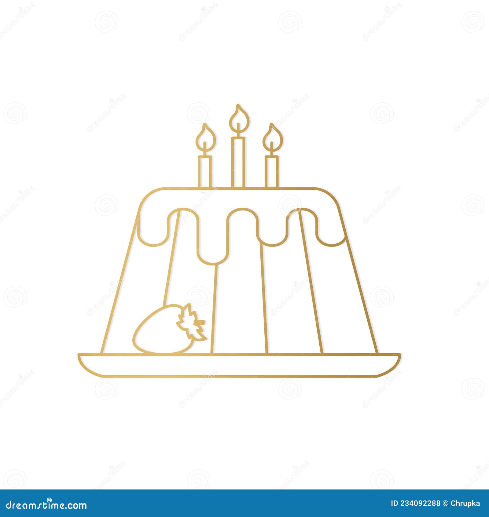 Golden birthday cake icon stock vector. Illustration of tasty - 234092288
