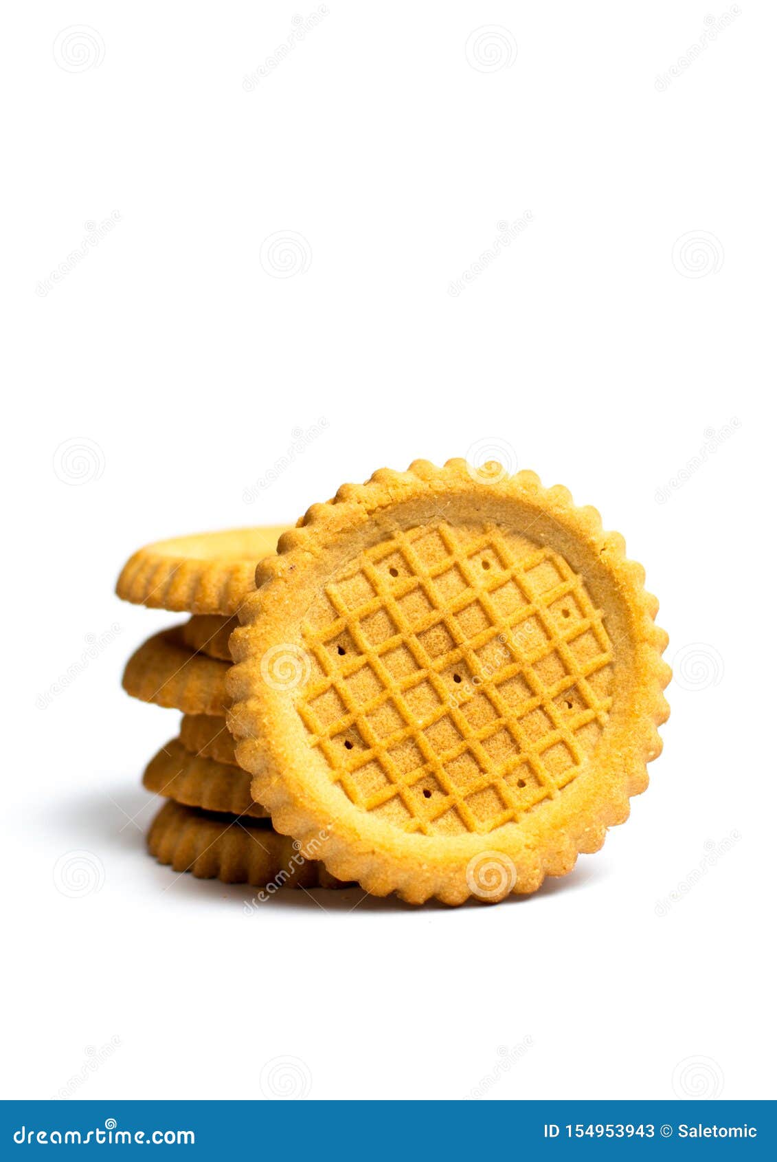 Golden Biscuits Isolated on White Stock Image - Image of snack, dessert ...