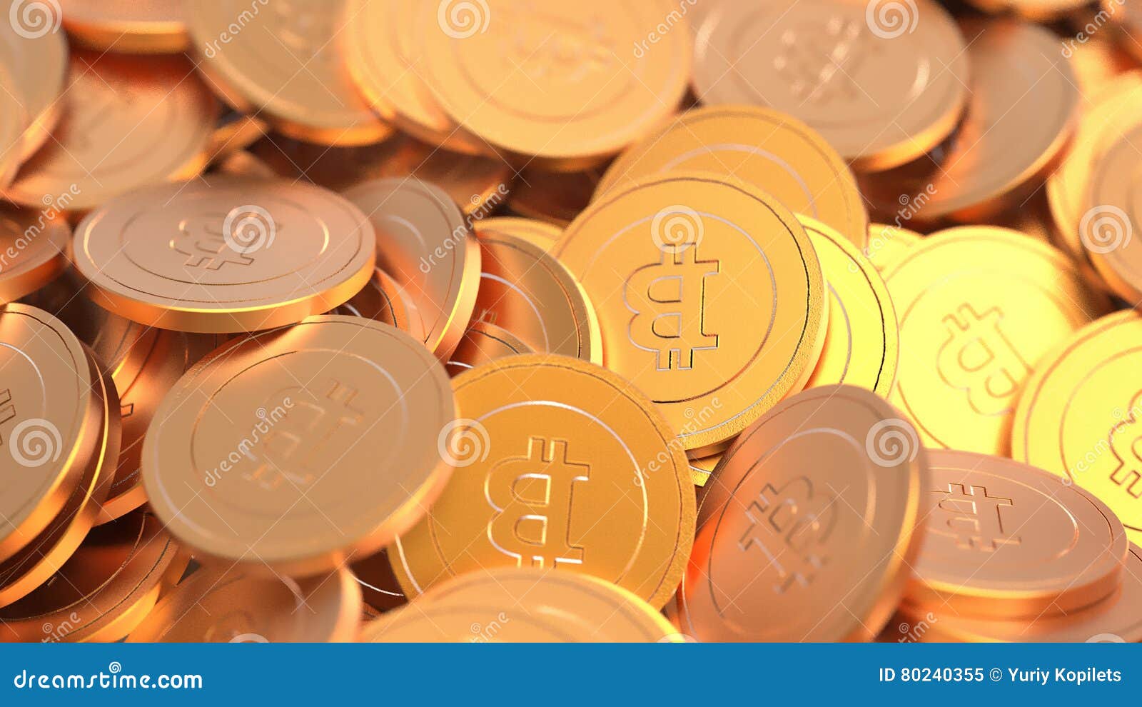 Golden Bitcoin Cryptography Digital Currency Coins. Stock Illustration ...