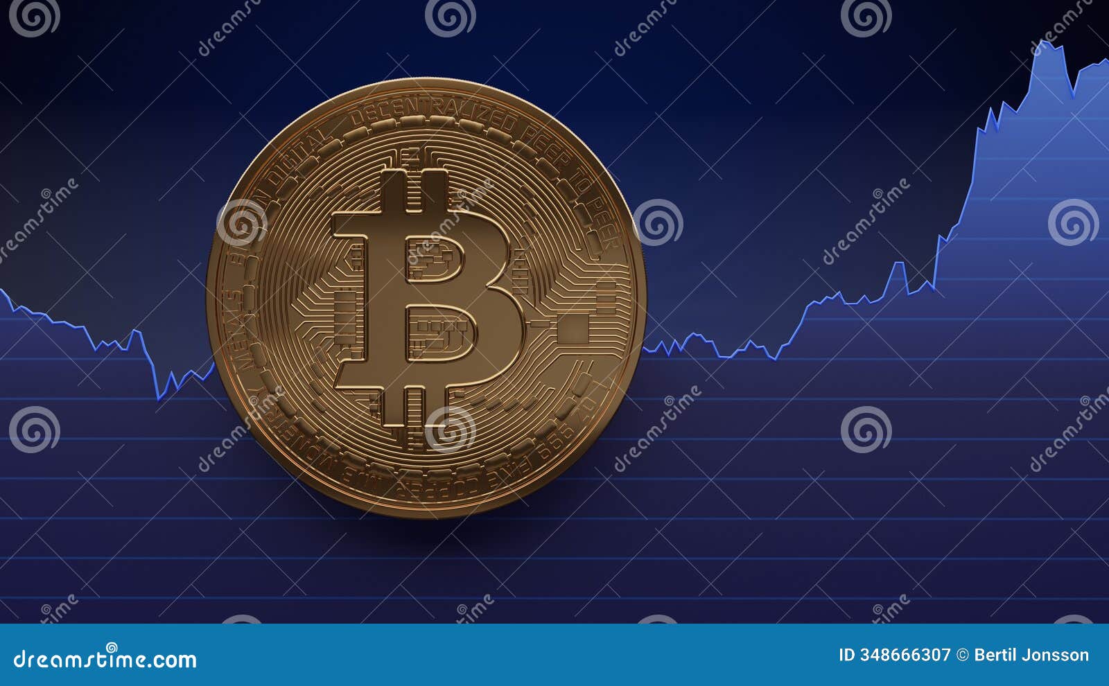Bitcoin Currency Going Growth With Background Of The Stock Chart ...