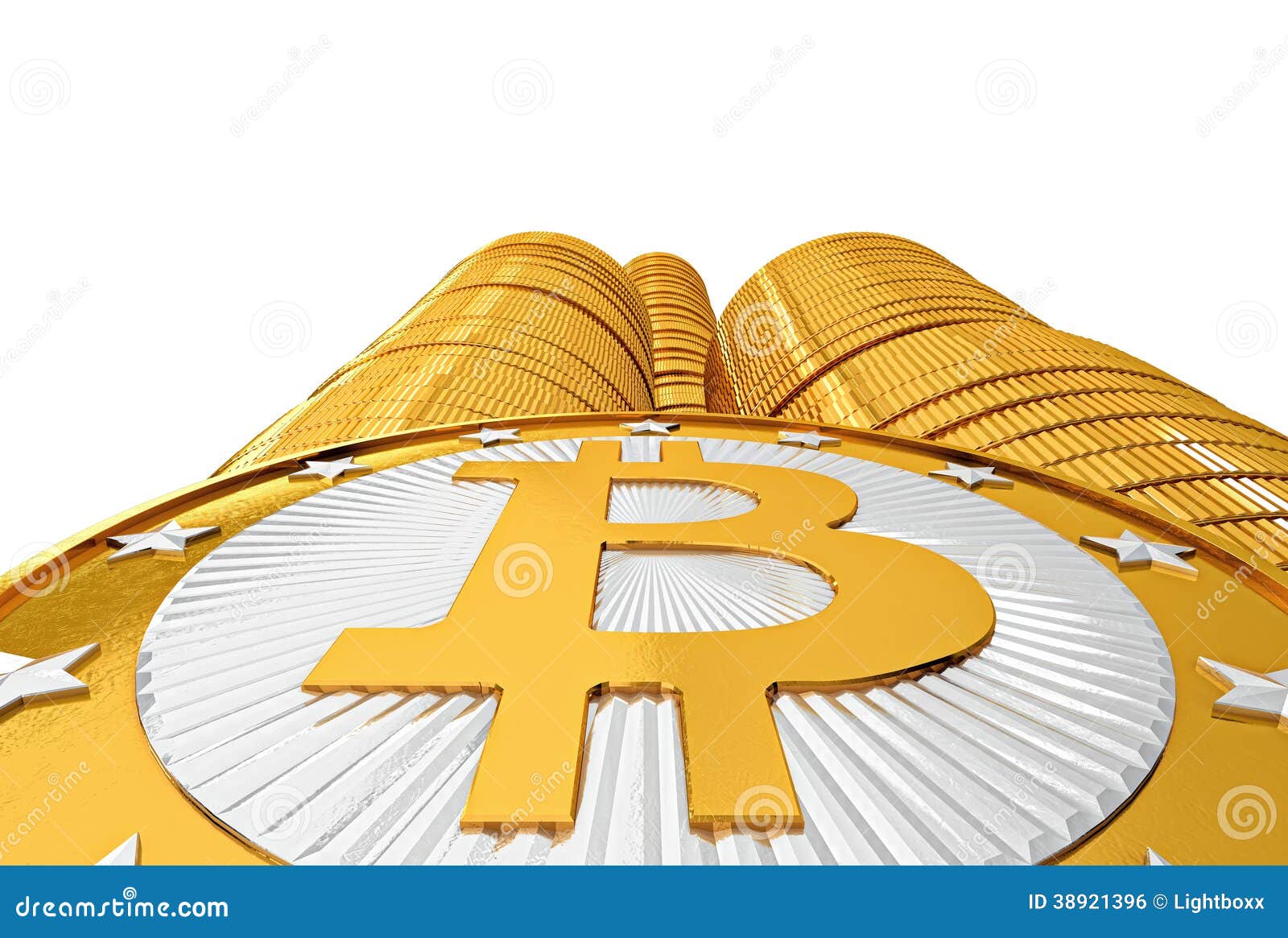 Golden Bitcoins stock illustration. Illustration of economy - 38921396