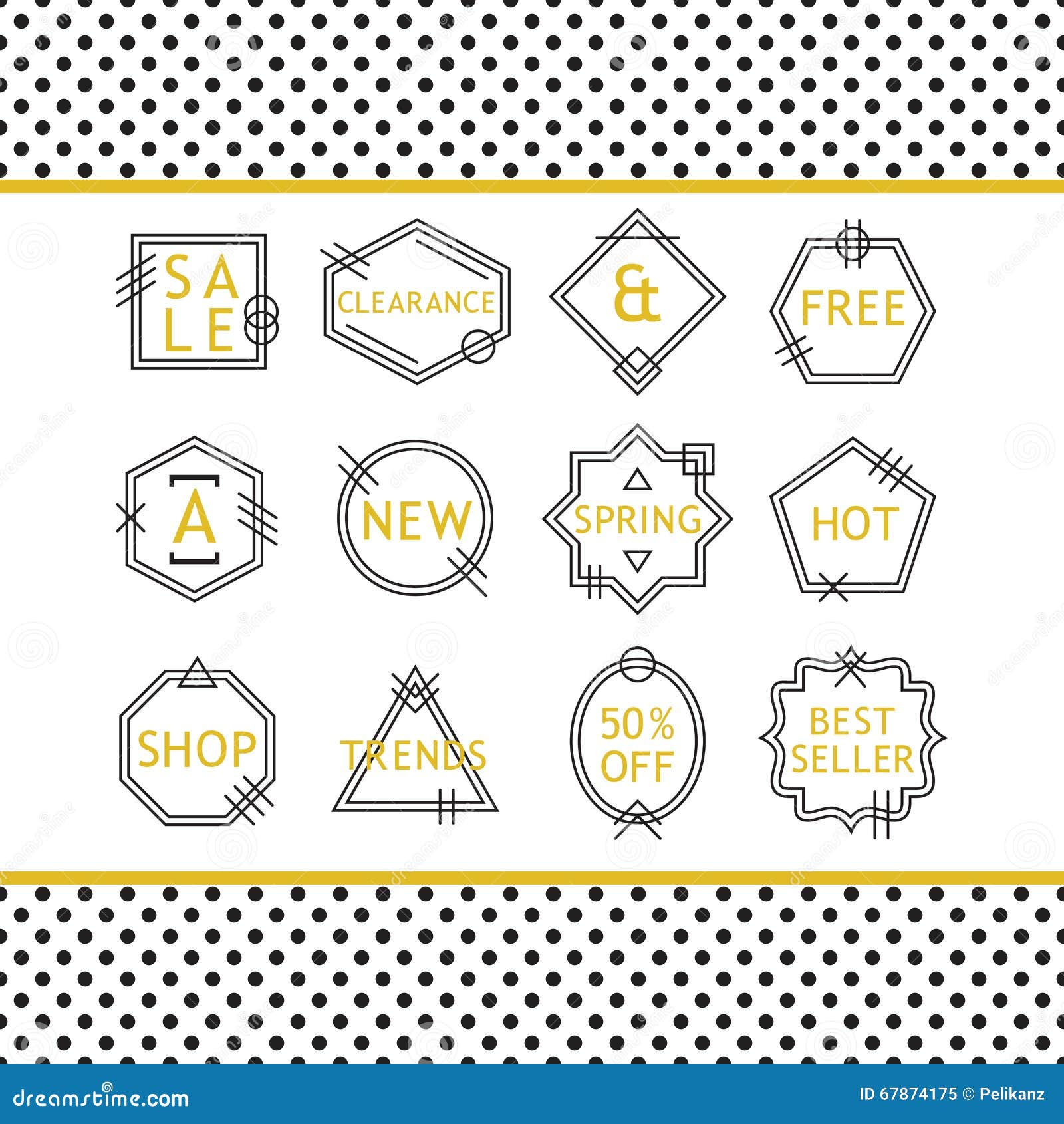 Golden and Black Line SALE Emblems Set on White Background Stock Vector ...