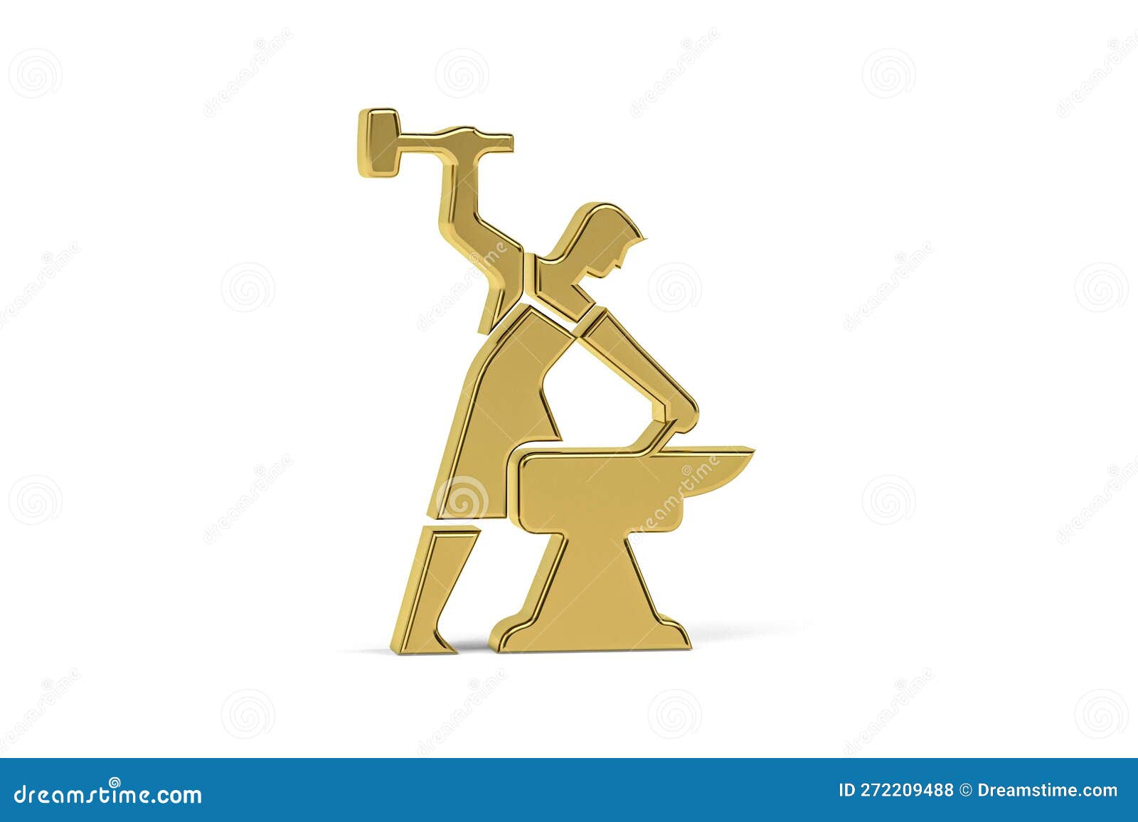 Golden Blacksmithing Icon Isolated on White - 3d Stock Illustration ...