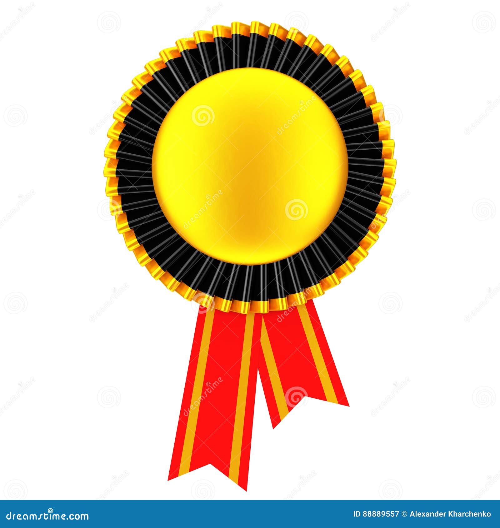 Golden Blank Award Ribbon Rosette. 3d Rendering Stock Illustration ...