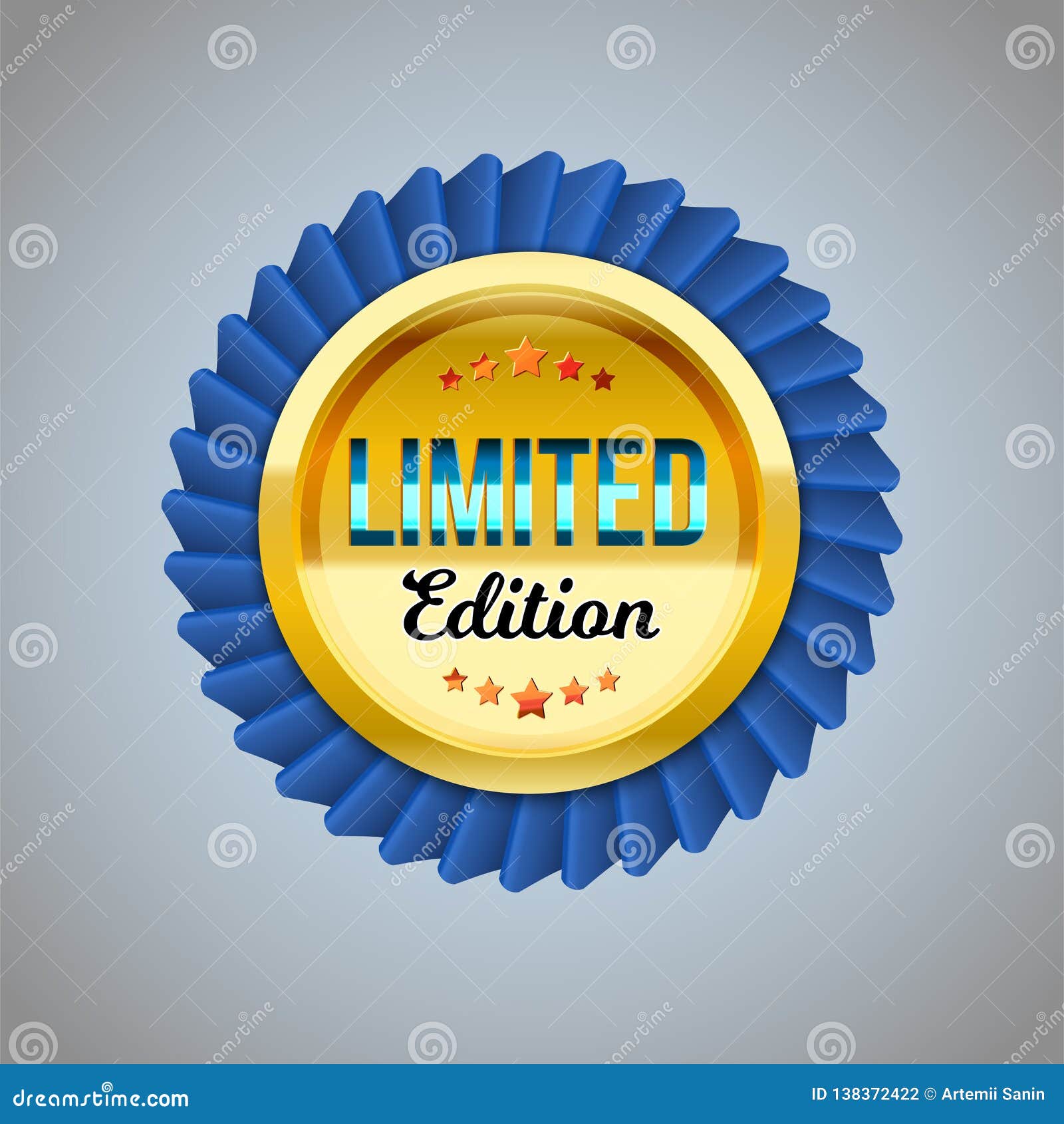 The Golden and Blue Badge with Limited Edition Text. Vector ...