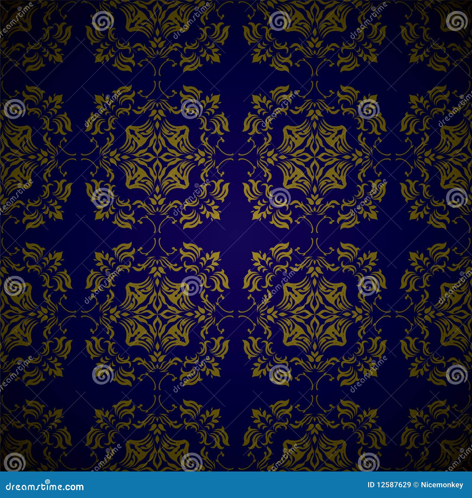 Golden blue link floral stock vector. Illustration of floral - 12587629