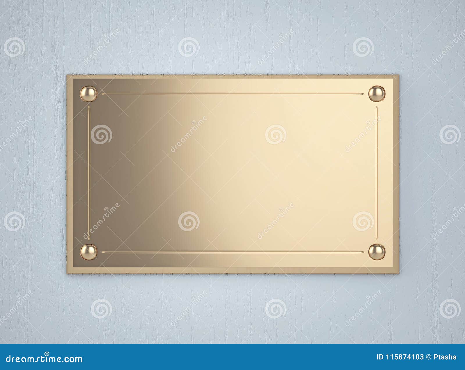 Golden Board On Wall With Emty Space For Design Royalty-Free Stock ...