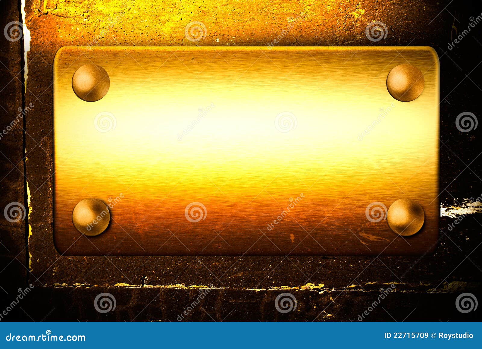 Golden Board On Wall With Emty Space For Design Royalty-Free Stock ...