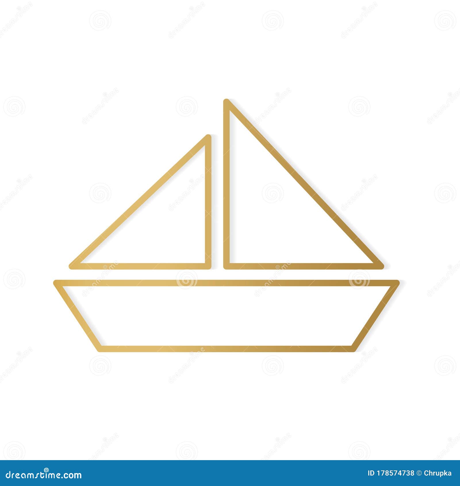 Golden boat icon stock vector. Illustration of luxury - 178574738