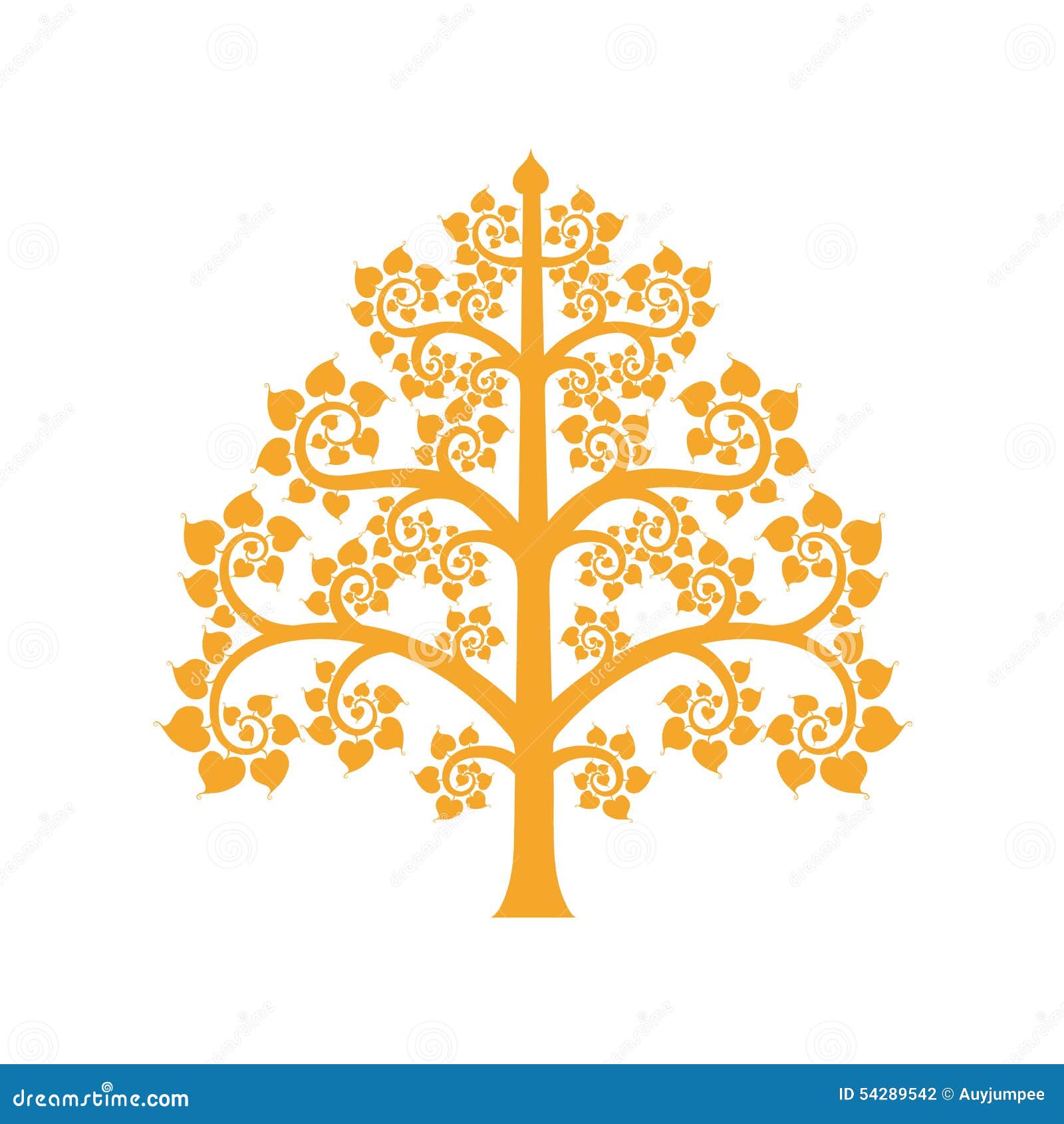 Golden Bodhi Tree Symbol with Thai Style Isolate on Background Stock ...