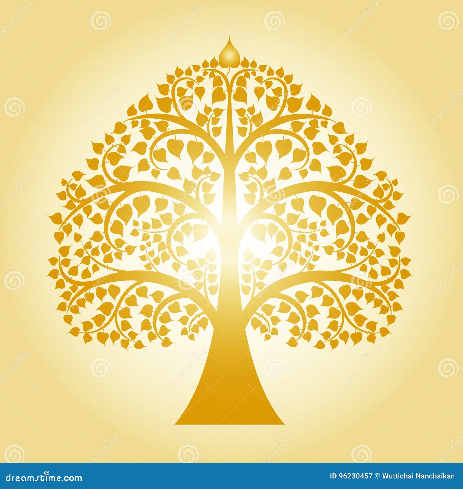 Golden bodhi tree stock vector. Illustration of pattern - 96230457