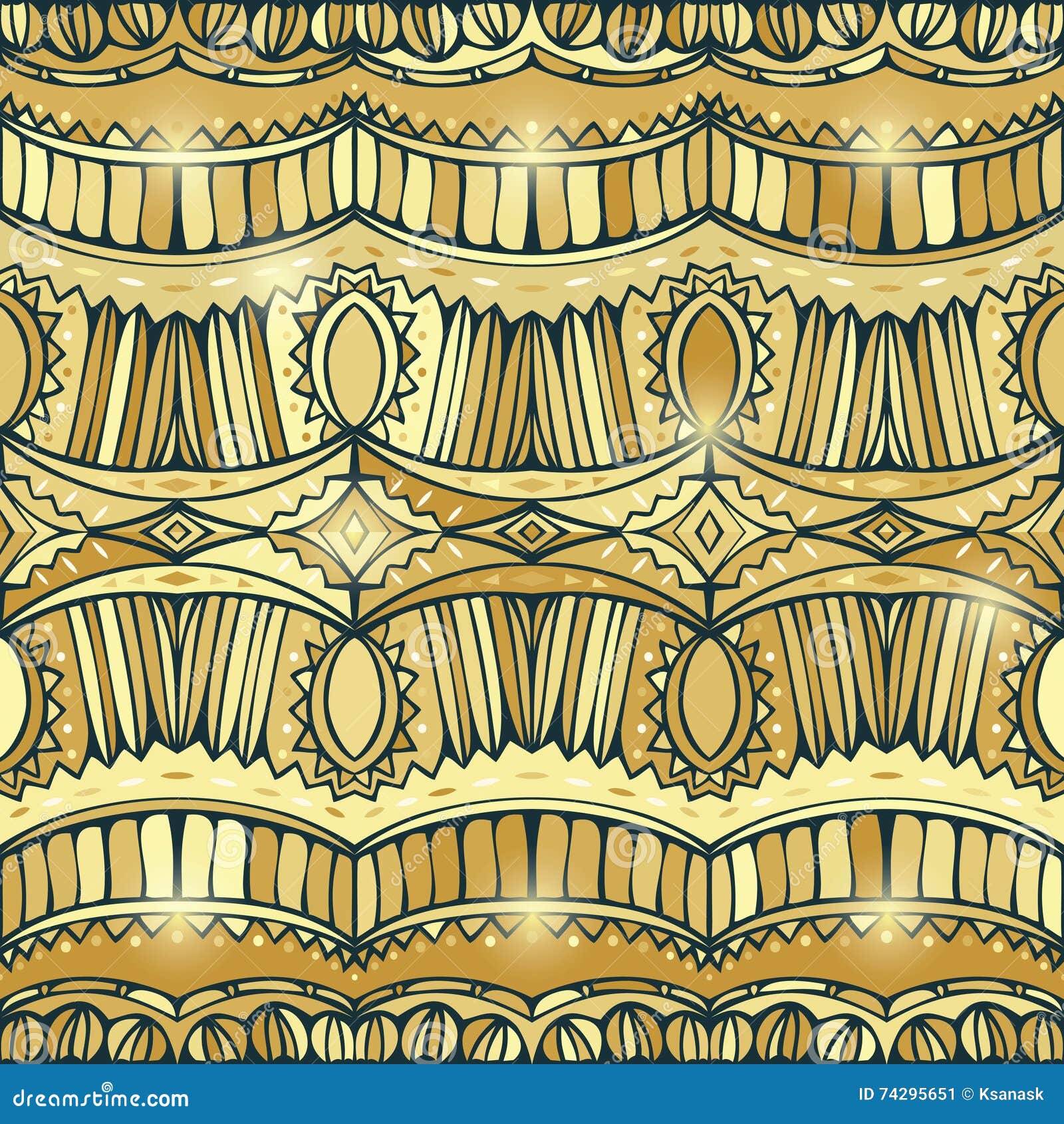 Golden Boho Style Seamless Ornament Stock Vector - Illustration of ...