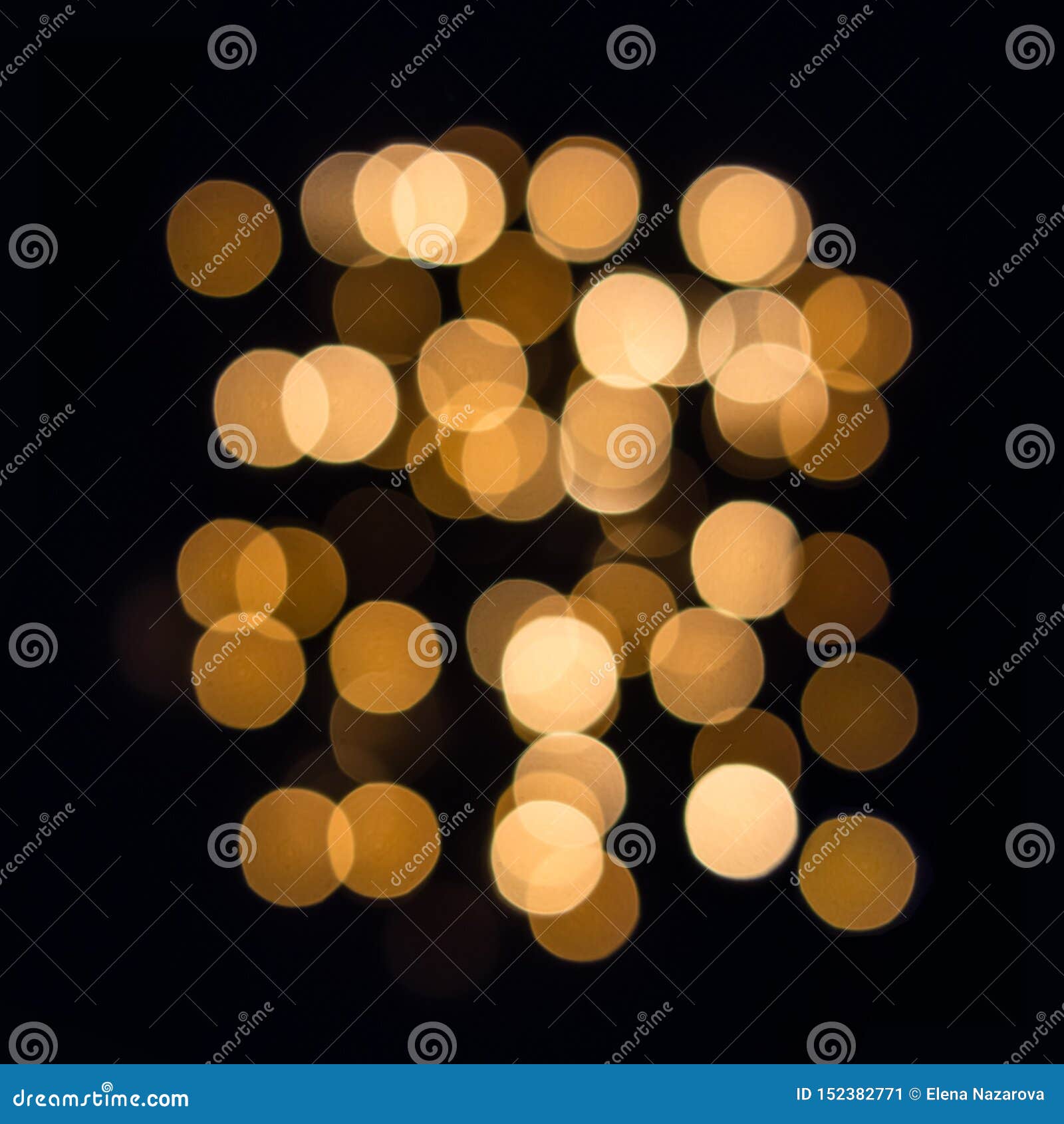 Golden Bokeh Lights Abstraction of Hexagonal Shape on Black Square ...
