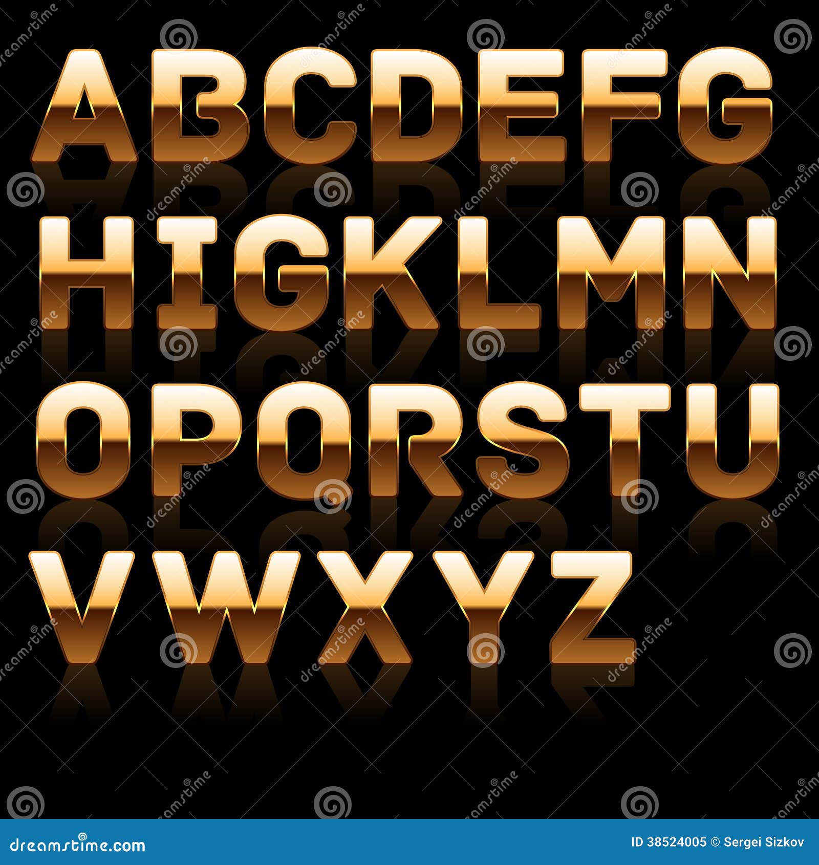 Golden Bold Characters Set 1. Stock Vector - Illustration of ...