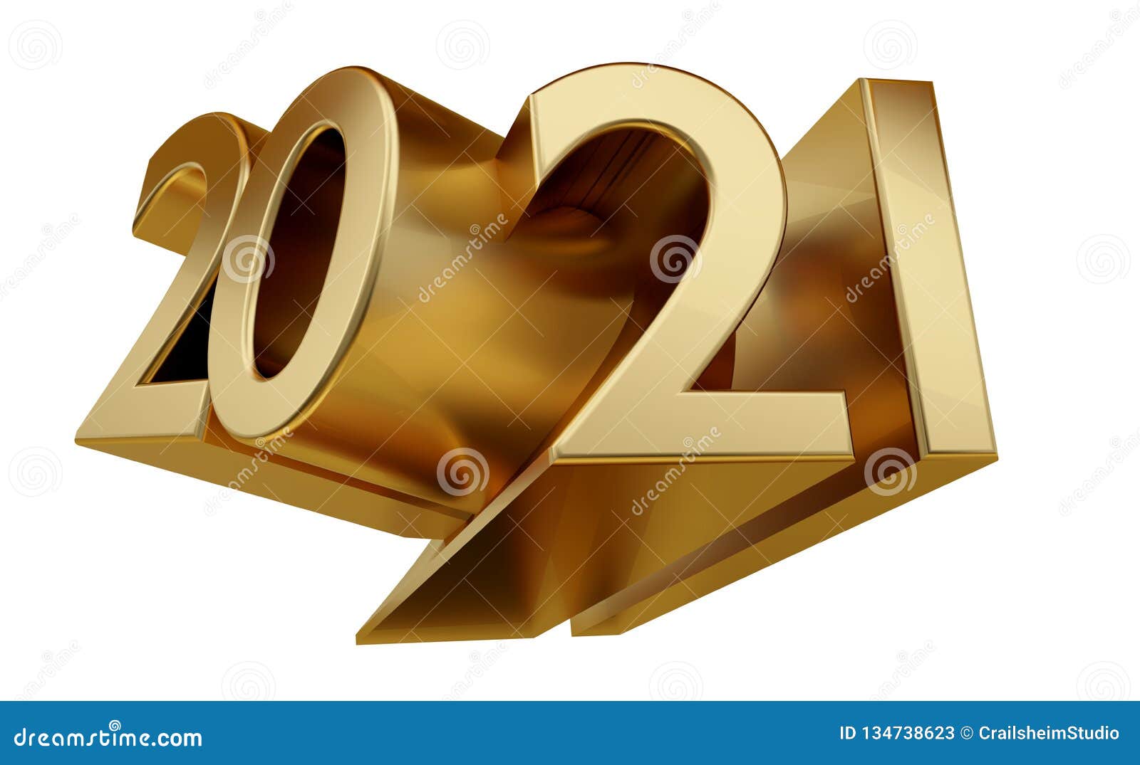 2021 Golden Bold Letters 3d-illustration Stock Illustration ...