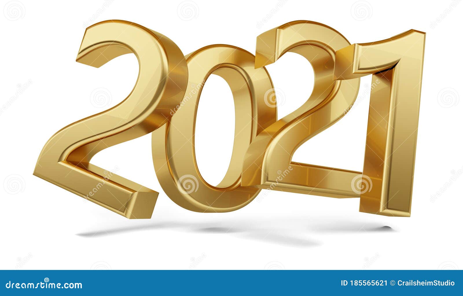 2021 Golden Bold Letters. Year 2021 Isolated on White 3d-illustration ...
