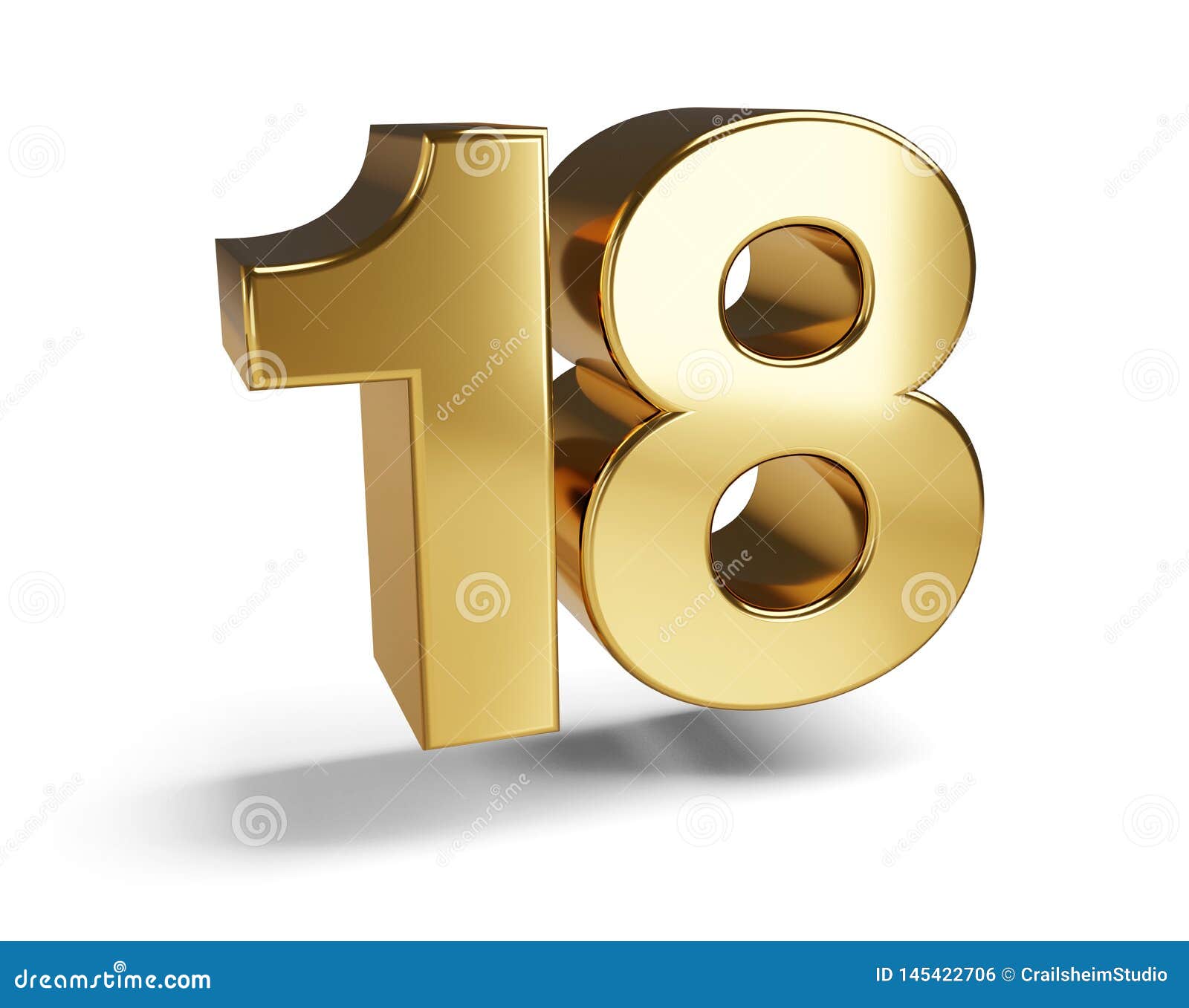 18 Golden Bold Symbol 3d-illustration Stock Illustration - Illustration ...