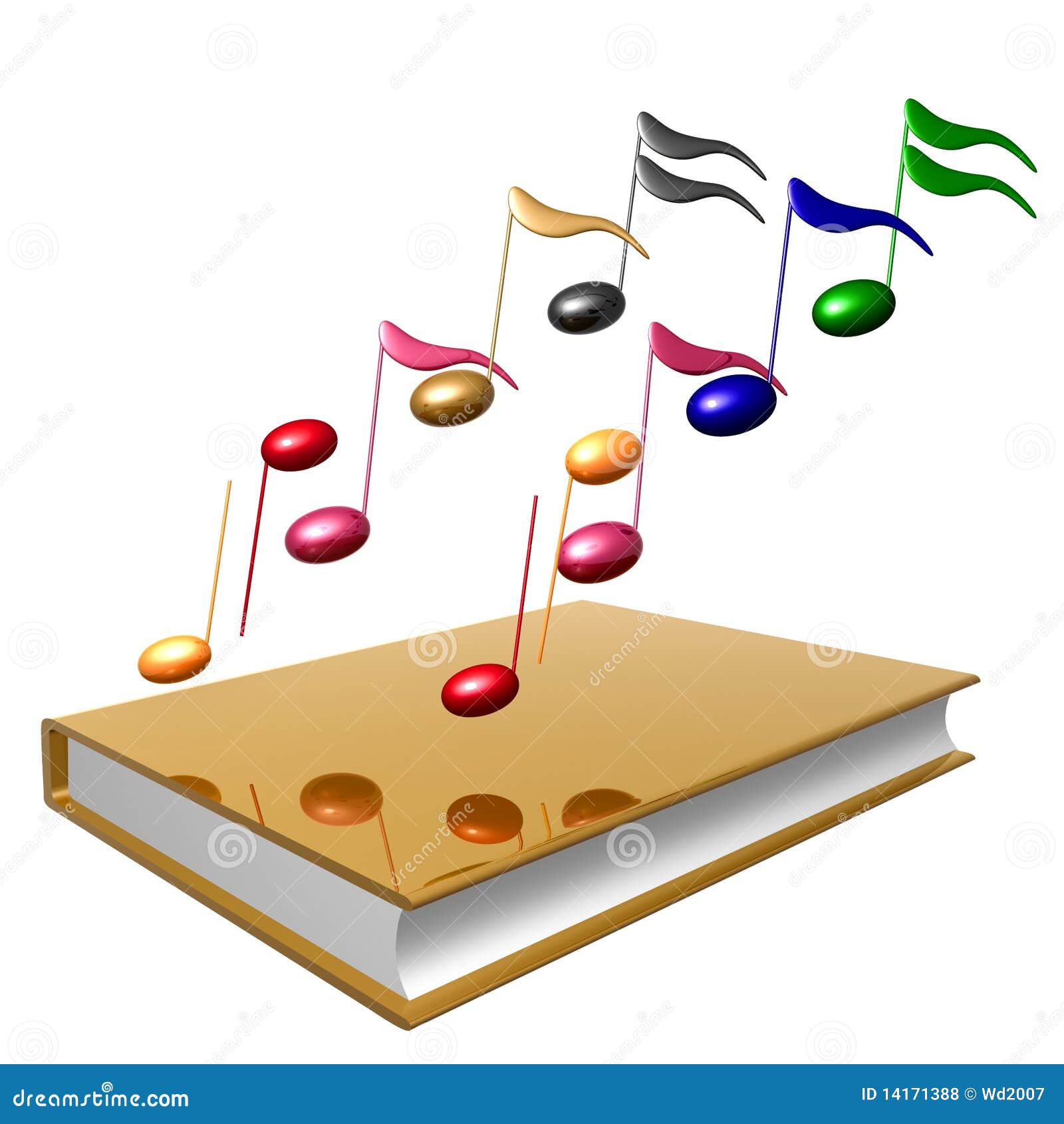 Golden Book and Colorful Music Notes Icon Stock Illustration ...