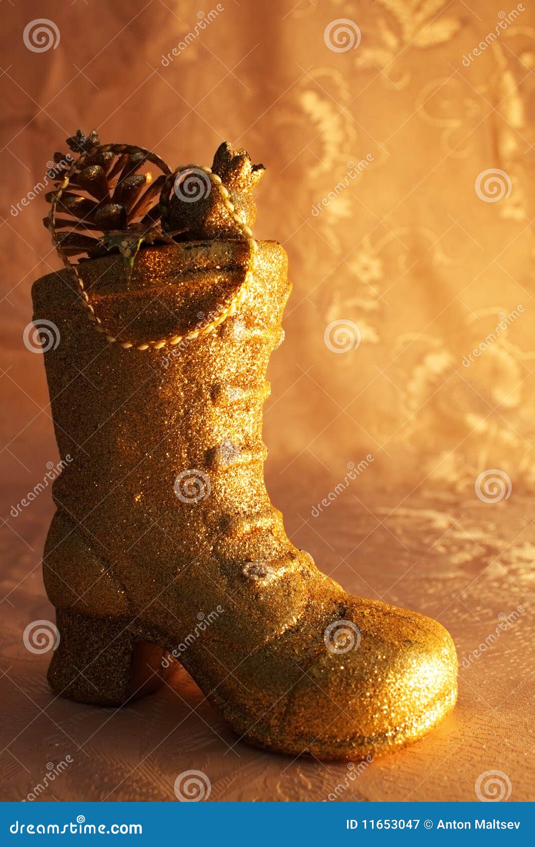 Golden boot stock image. Image of golden, holiday, shoes - 11653047